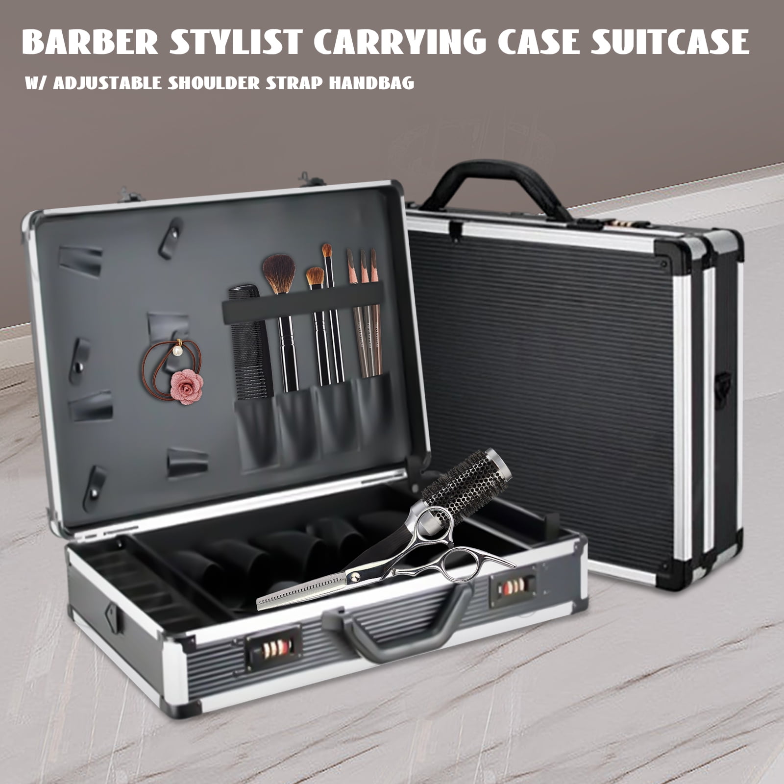 Large Makeup Case Portable Mobile Barber Station Hair Stylist Case ...