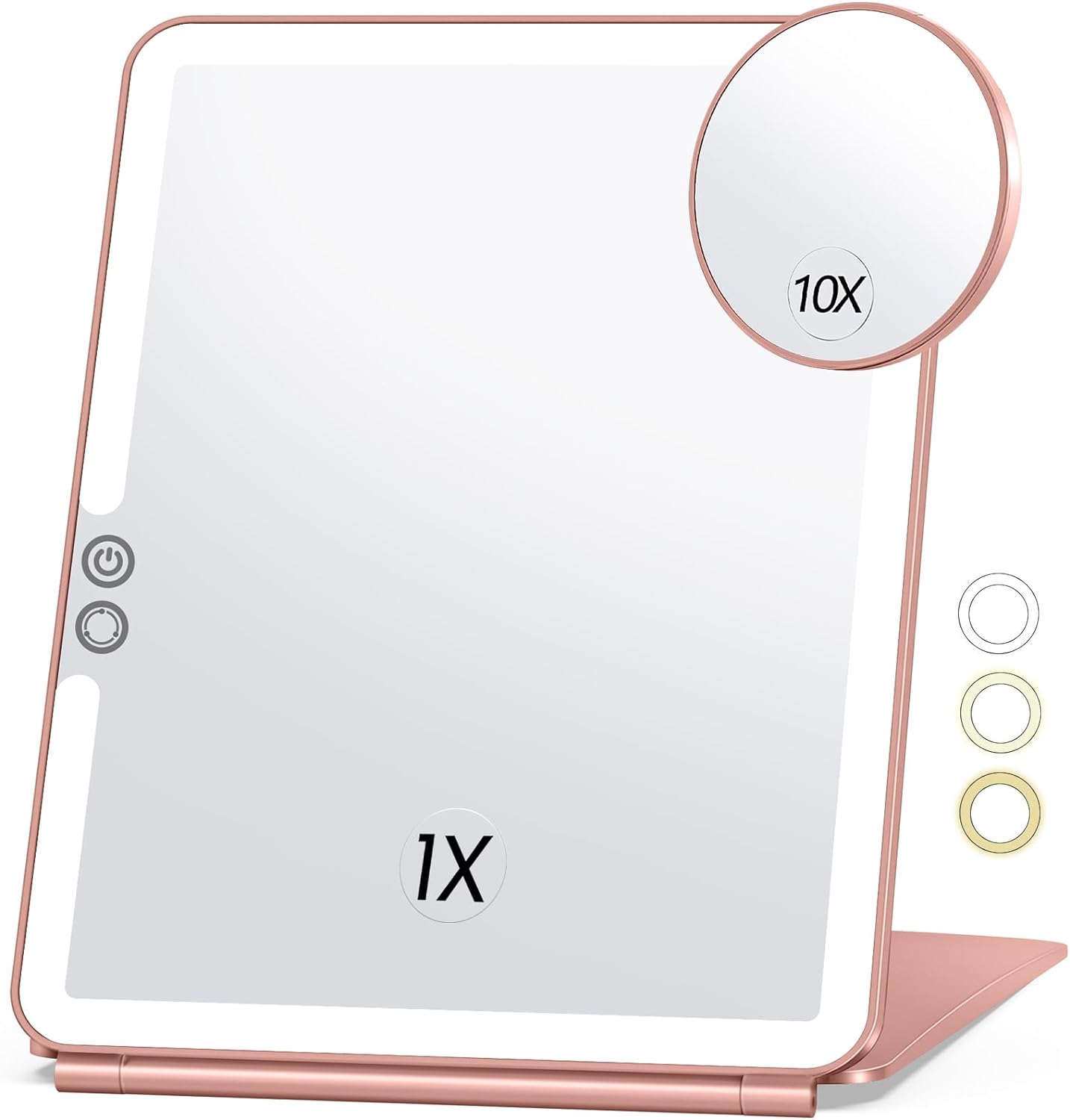 Large Makeup Mirror with Round 10X Magnifying Mirror, Travel Lighted ...