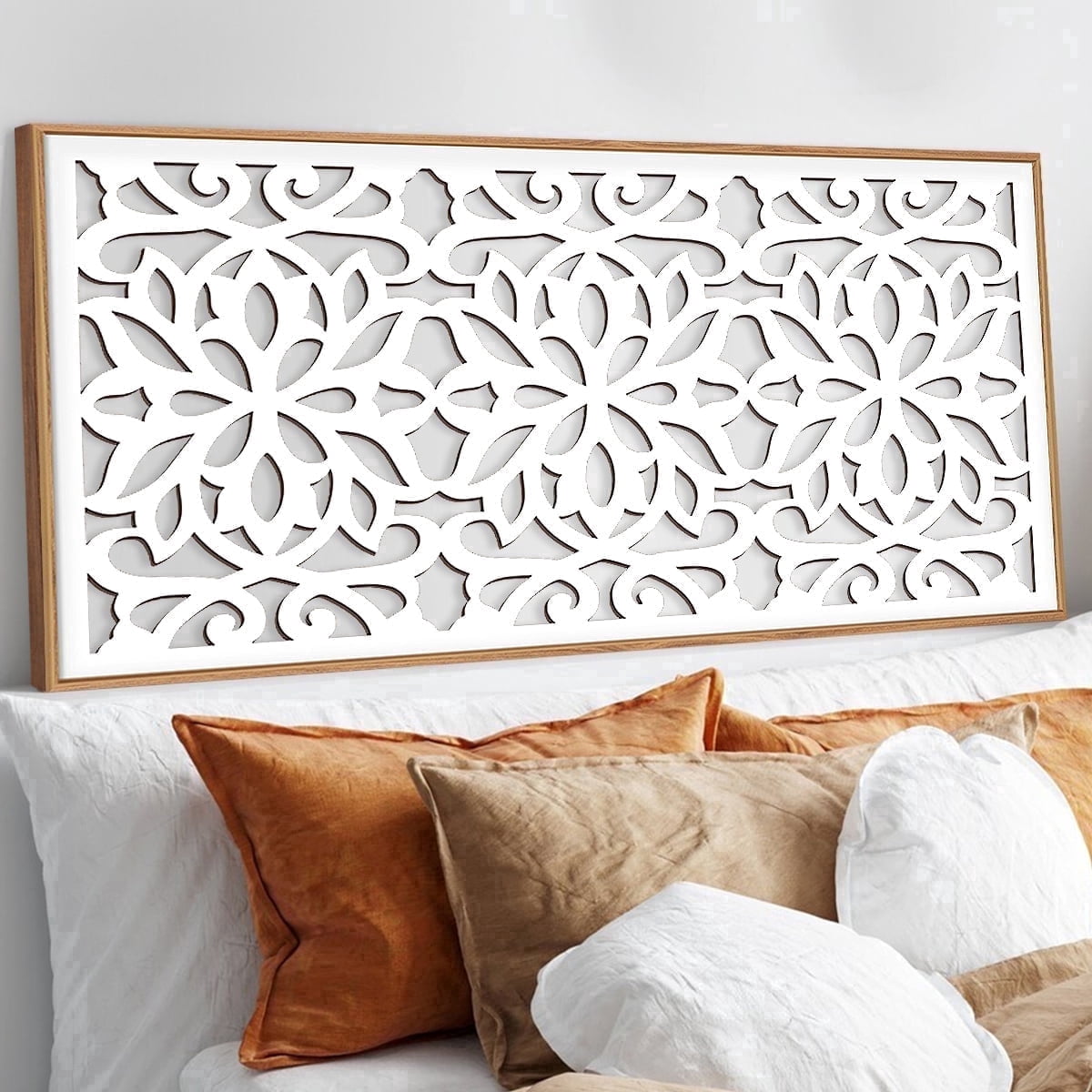 TOARTi Large Mandala Wood Wall Art Boho Floral Framed Cut-out Sculpture ...