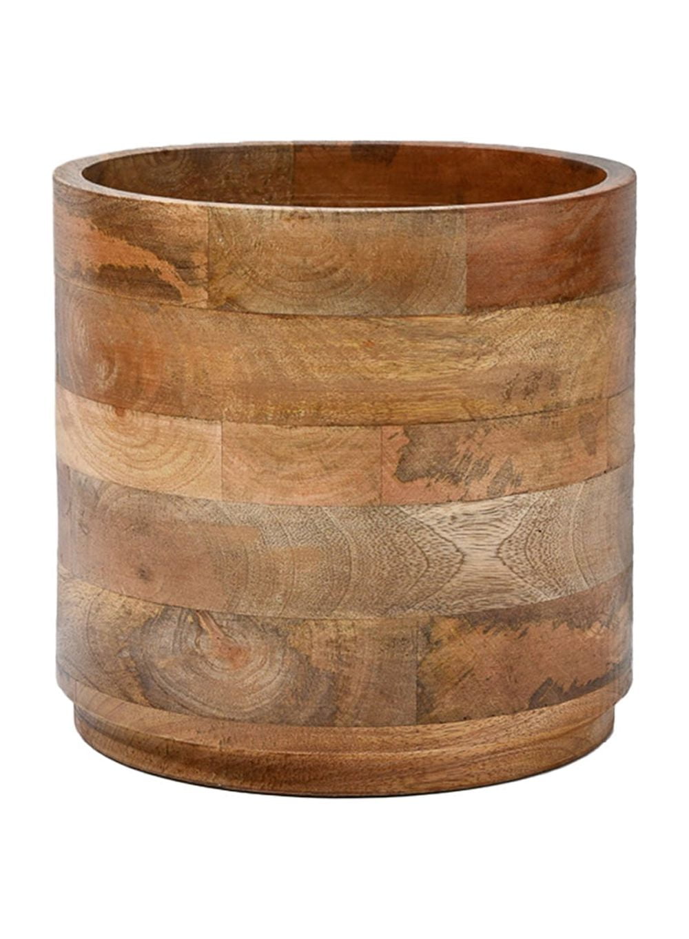 Large Natural Mango Wood Indoor Planter Cachepot, 9" Diameter & 8.5 ...