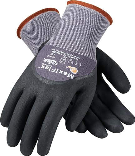 Large MaxiFlex Ultimate by ATG Black Nitrile Palm, Finger And Knuckles Coated Work Gloves With ...