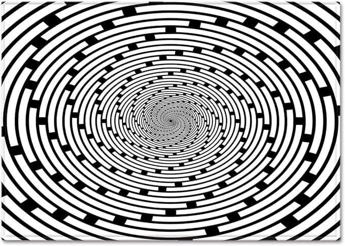 Large Maze Optical Illusion Rug Trippy Vortex Carpet 3D Rugs Black ...
