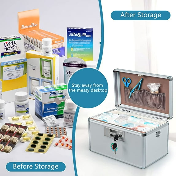Large Medication Lock Box, Locking Medicine Safe with Key, Ideal for ...