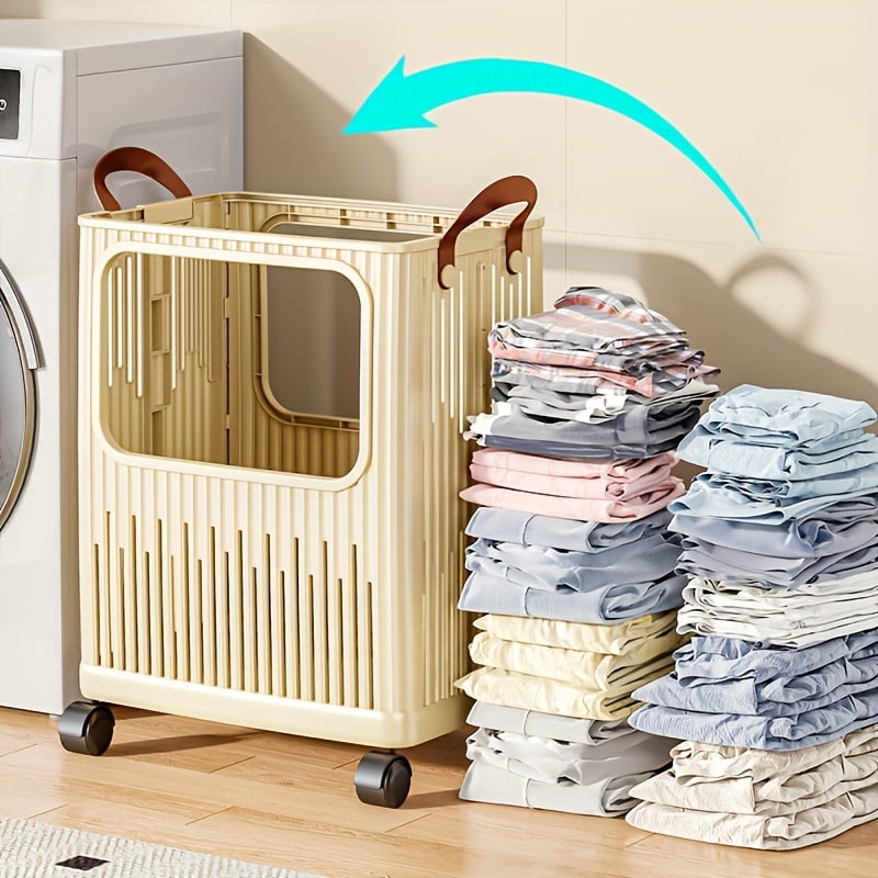 Large & Medium Foldable Ceramic White Laundry Baskets - Pu Leather, Hand Washable, Solid Color ...