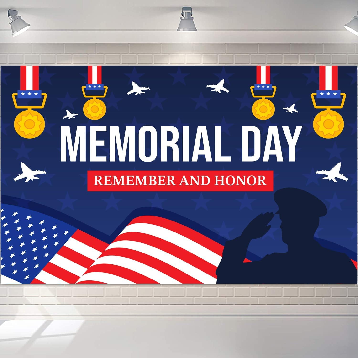 Large Memorial Day Banner Backdrop, Memorial Day Decorations, Remember ...