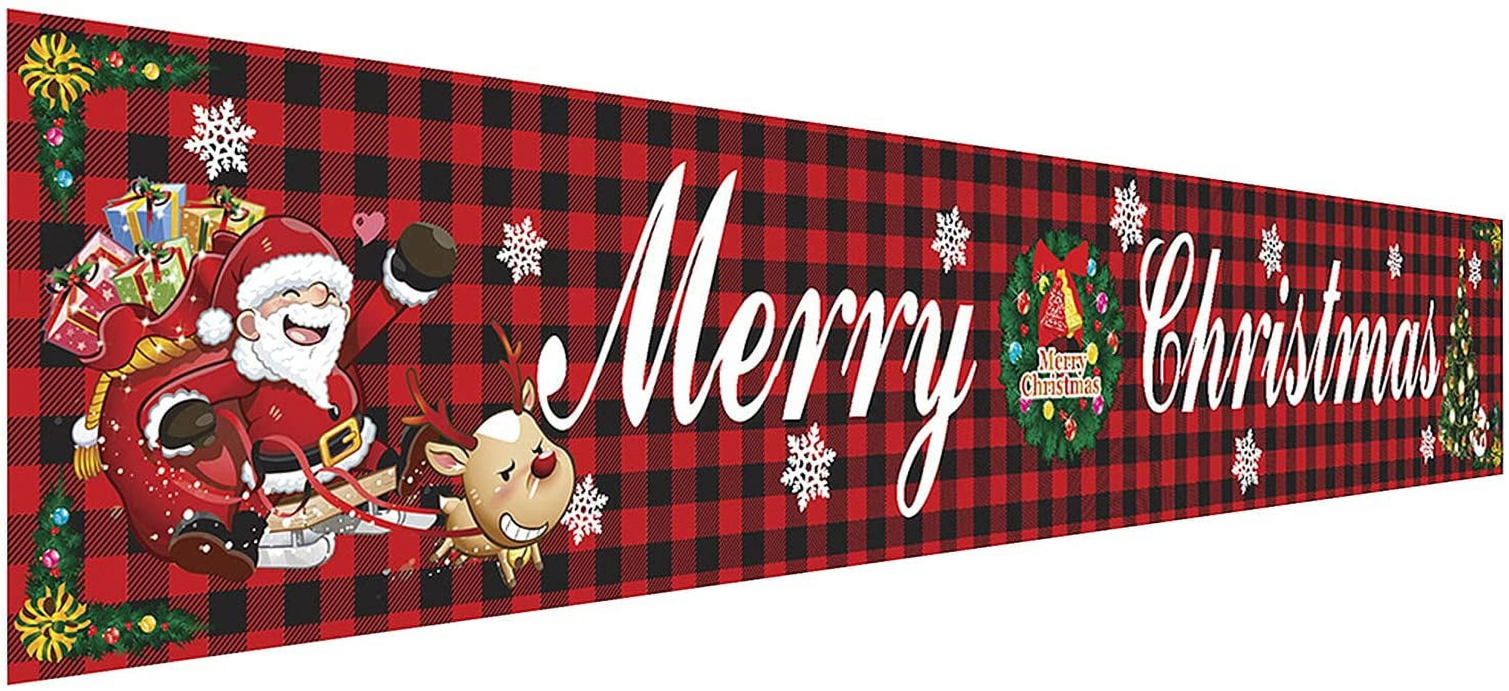 Large "Merry Christmas" banner - Red Christmas sign with snowman ...