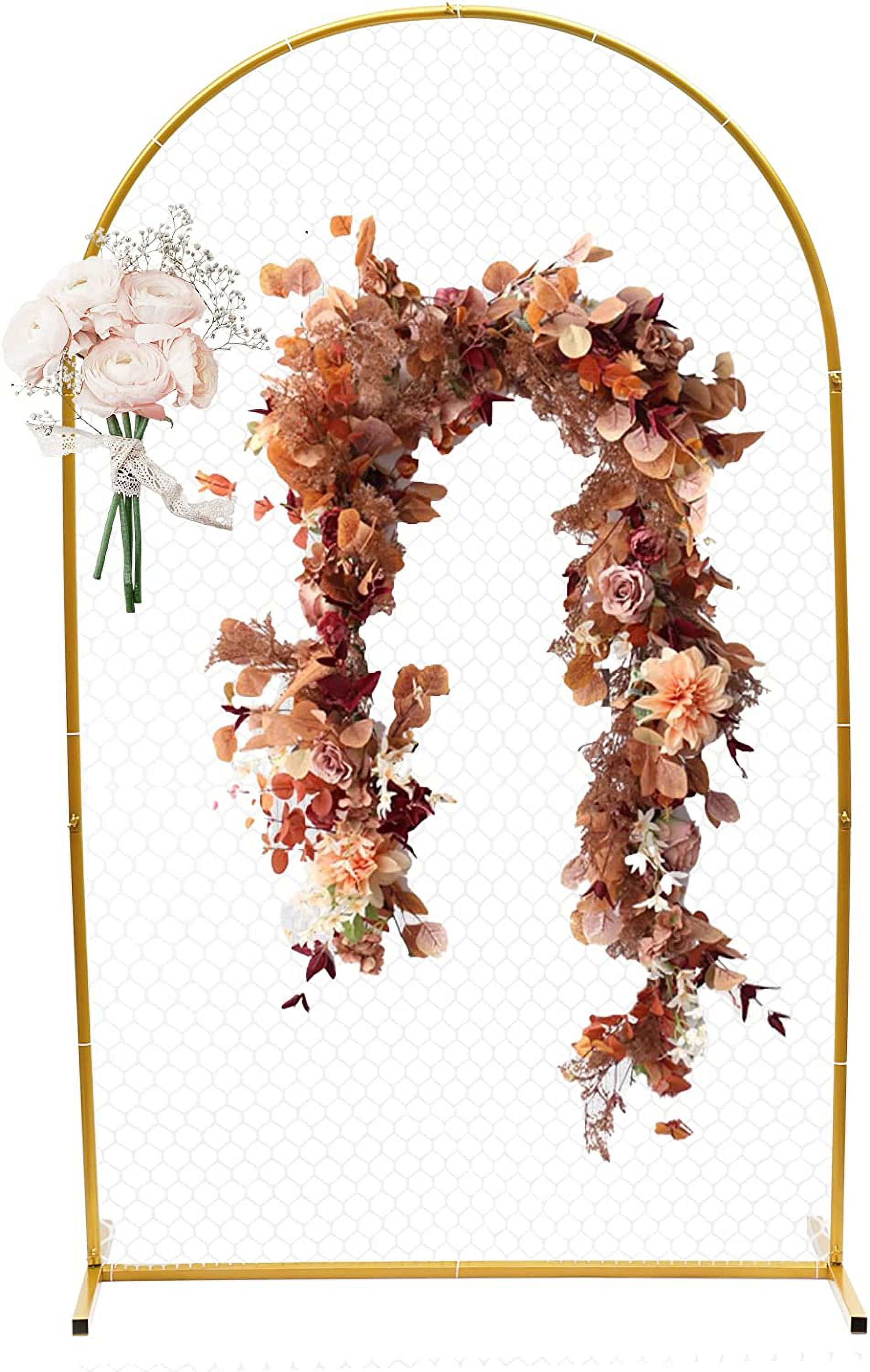 Large Mesh Arch Grid Backdrop Decoration Wedding Arch Stand Gold Metal ...