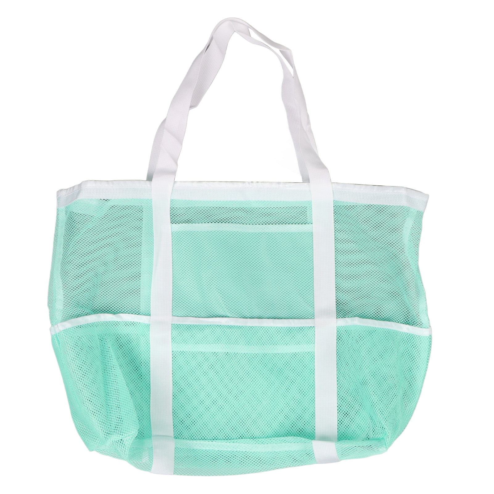 Large Mesh Beach Bag Hollow Mesh Reinforced Trim Foldable Mint Green ...