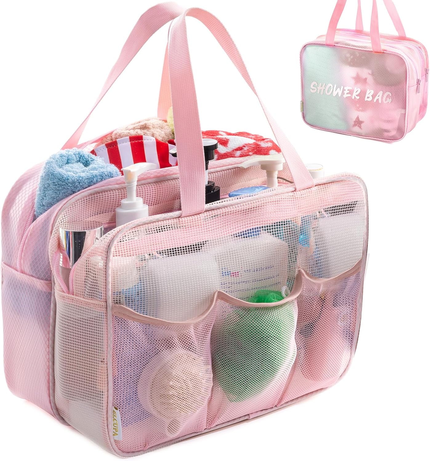 Large Mesh Shower Caddy with Wet & Dry Zones – Portable Hanging ...