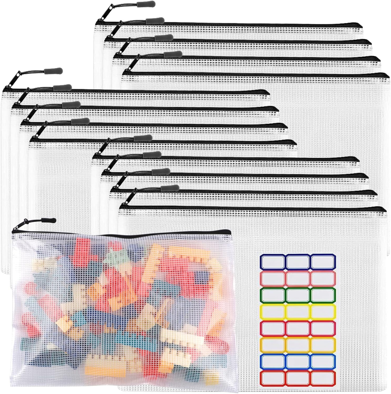 Large Mesh Zipper Pouch File Bags Reusable Zippered Pouches for ...