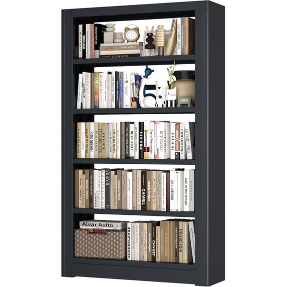 Large Metal Bookcase, 69” Modular Bookshelf with Storage, 5 Tier ...
