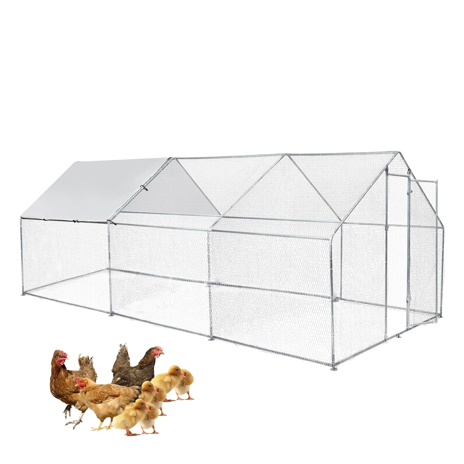 Large Metal Chicken Coop, Chicken Coop Run for Yard Outdoor Walk-in Hen ...