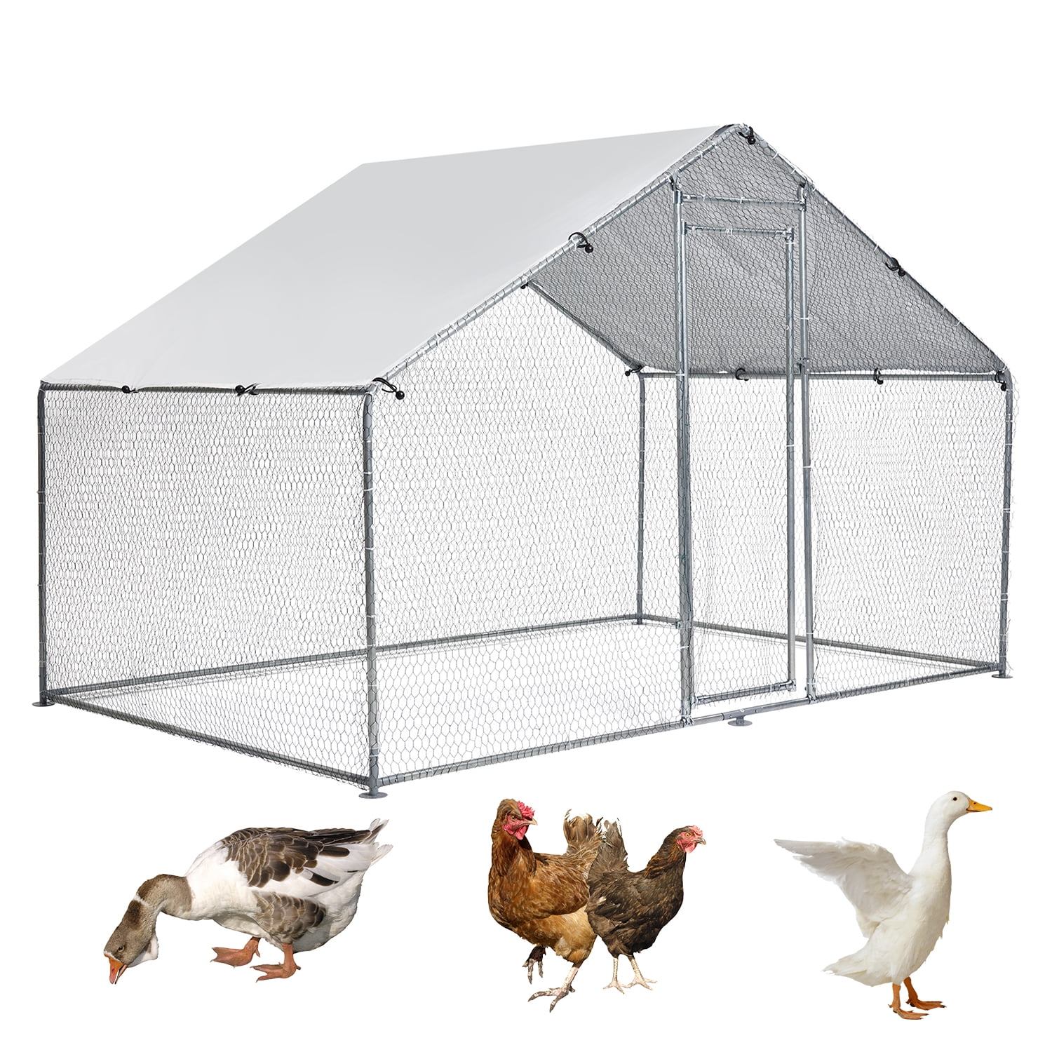 Large Metal Chicken Coop, Chicken Coop Run for Yard Outdoor Walk-in Hen ...
