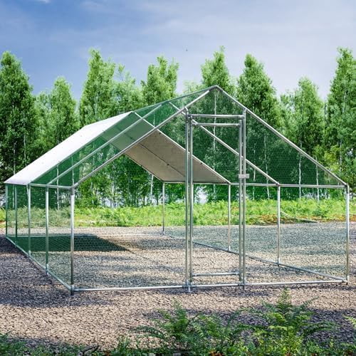 Large Metal Chicken Coop Chicken Pen Walk-in Poultry Cage with Water ...