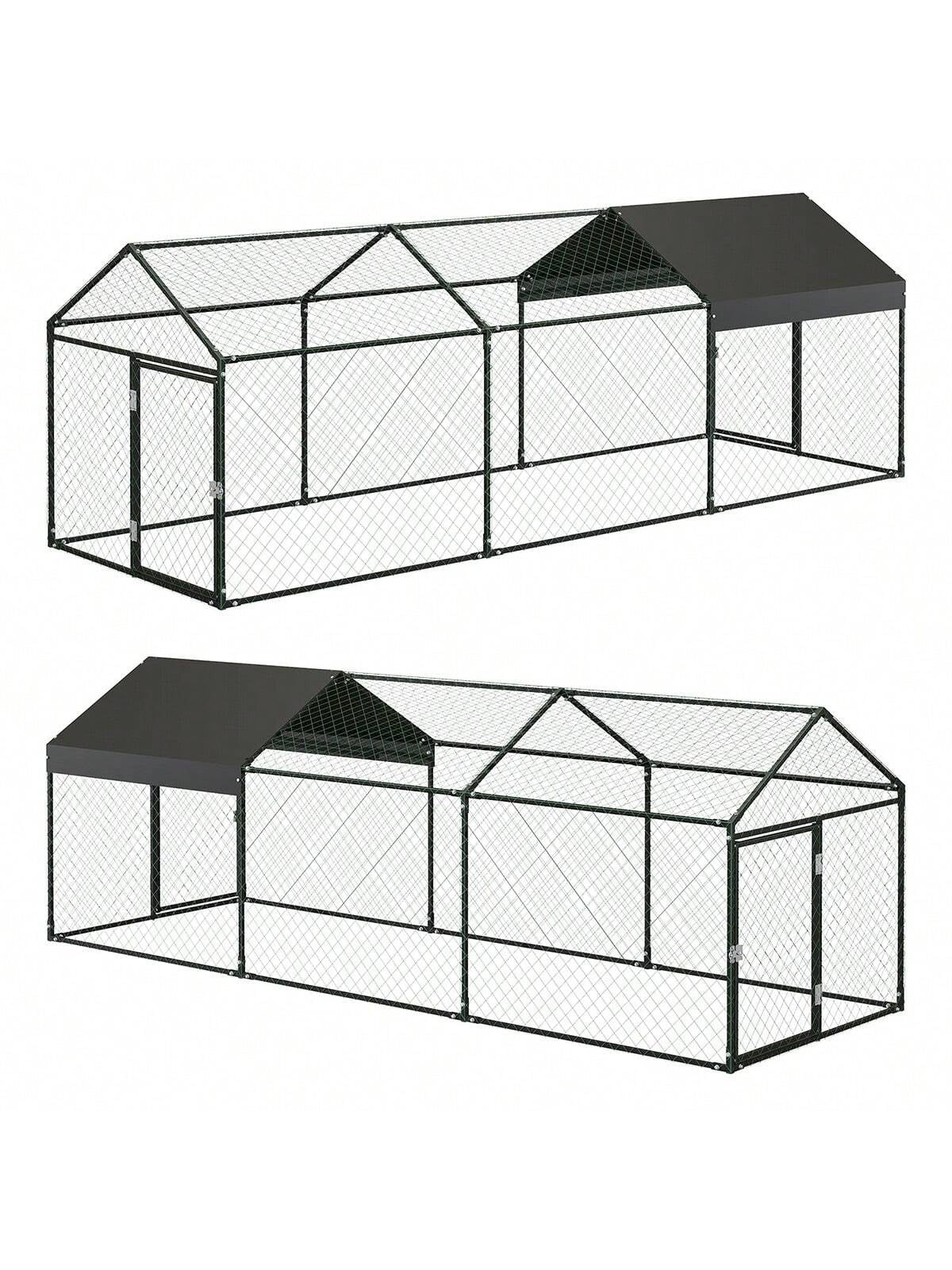 Large Metal Chicken Coop Chicken Run With Cover, Portable Poultry Cage ...