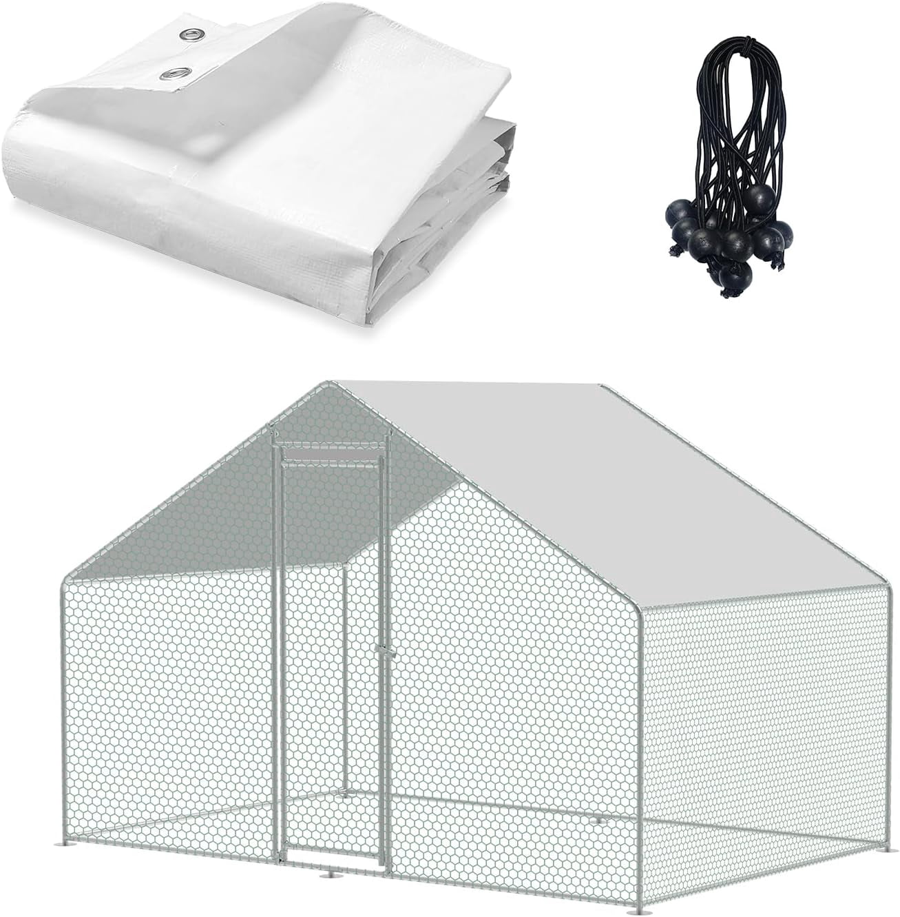 Large Metal Chicken Coop Cover, 12.1 * 6.5 FT Chicken Run Tarp ...