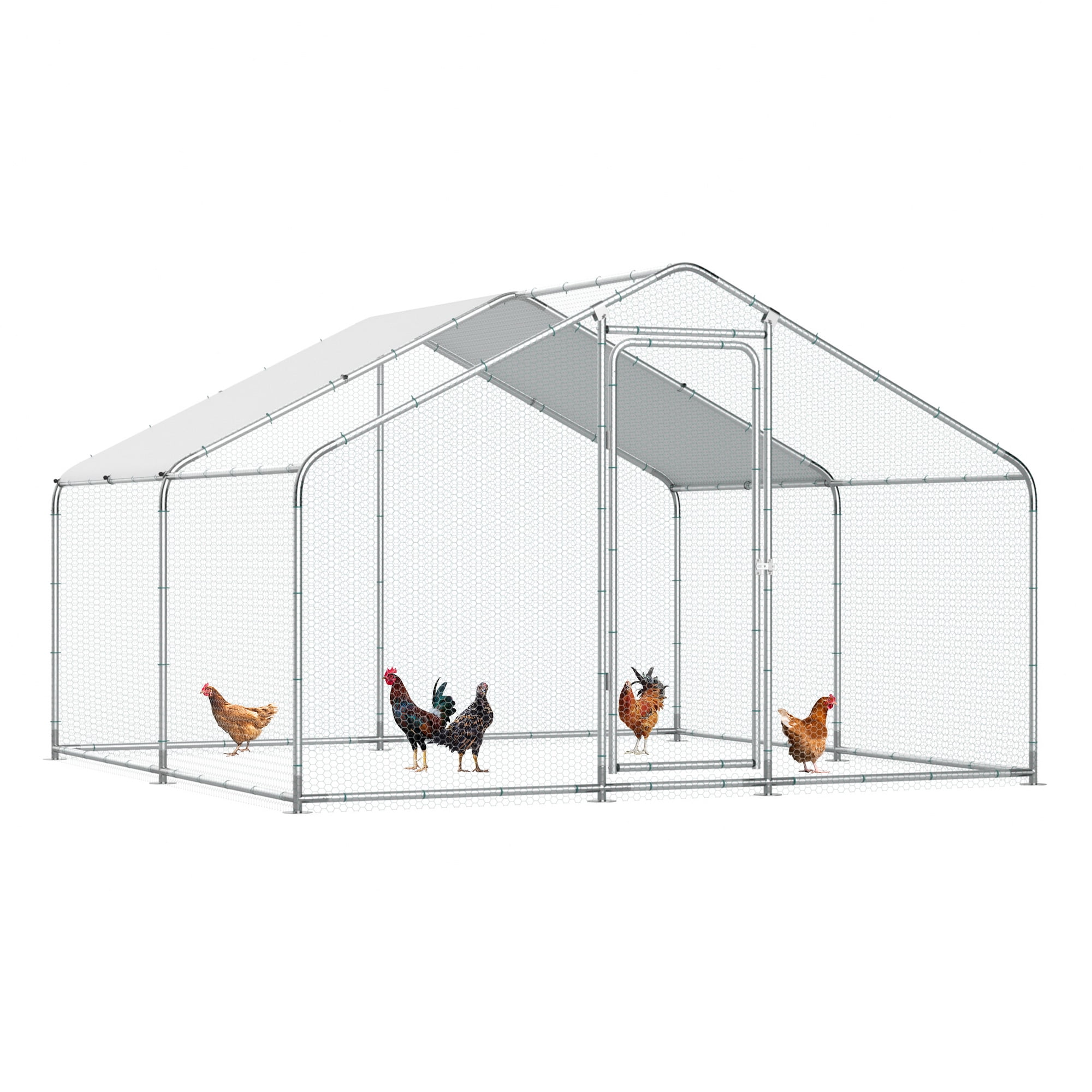 Large Metal Chicken Coop Outdoor Chicken Run Heavy Duty Walk-in Poultry ...