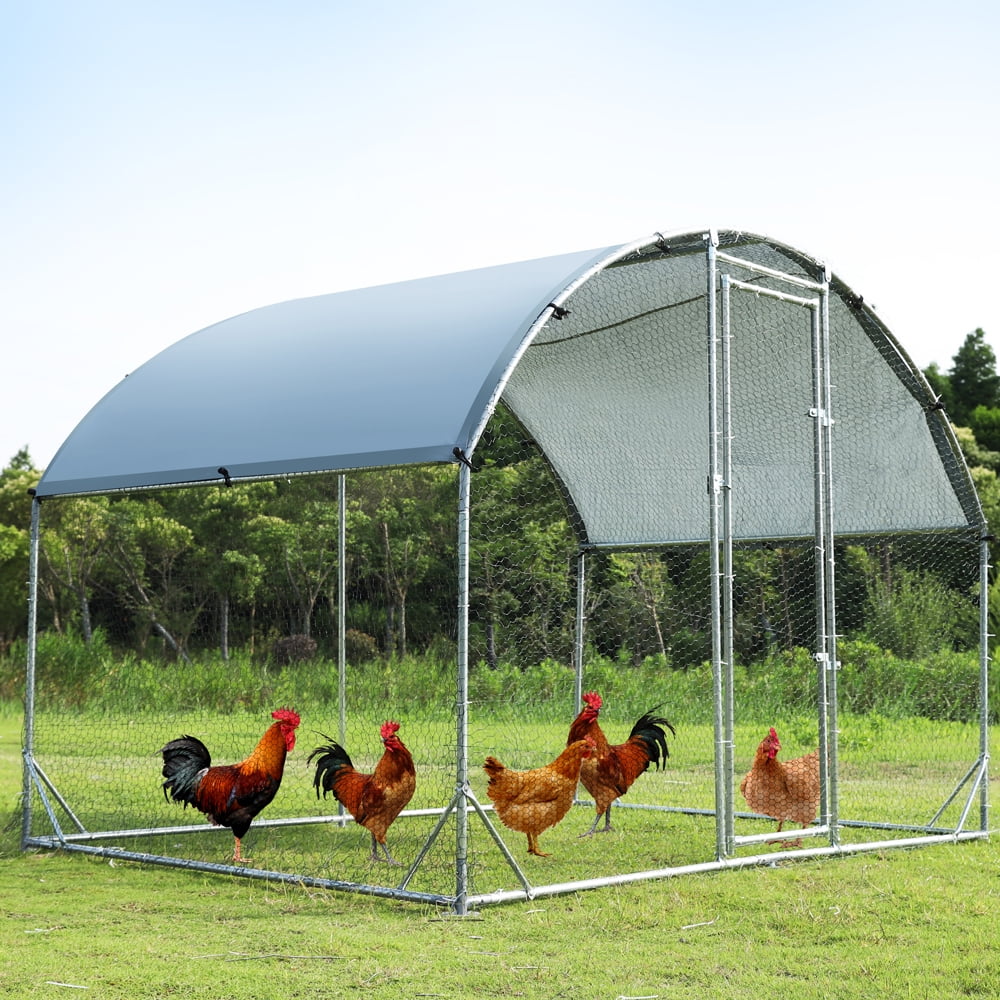 SEGMART Large Metal Chicken Coop, Outdoor Hen House for 10, Waterproof ...