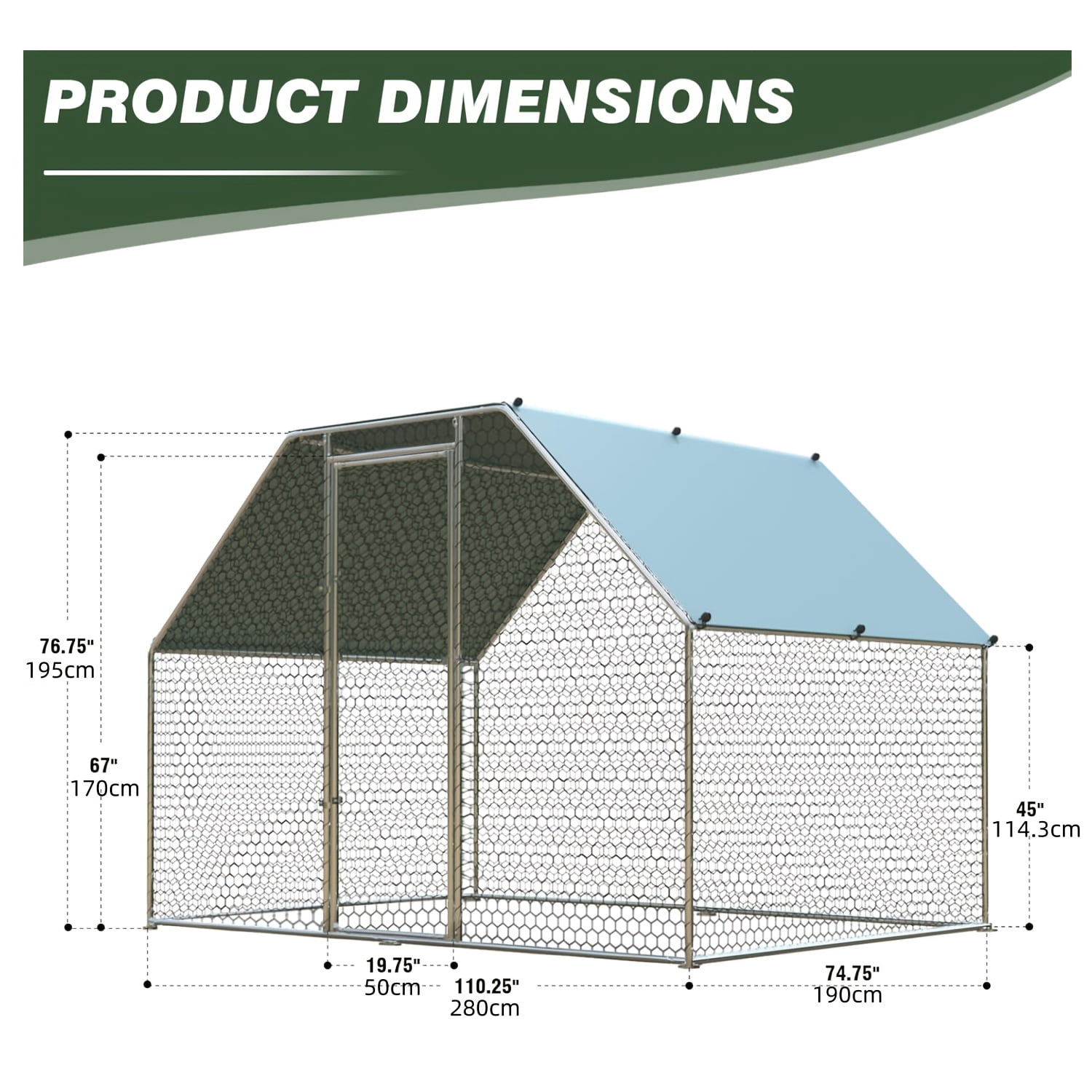 Large Metal Chicken Coop, Outdoor cage Run with Waterproof and Anti-UV ...