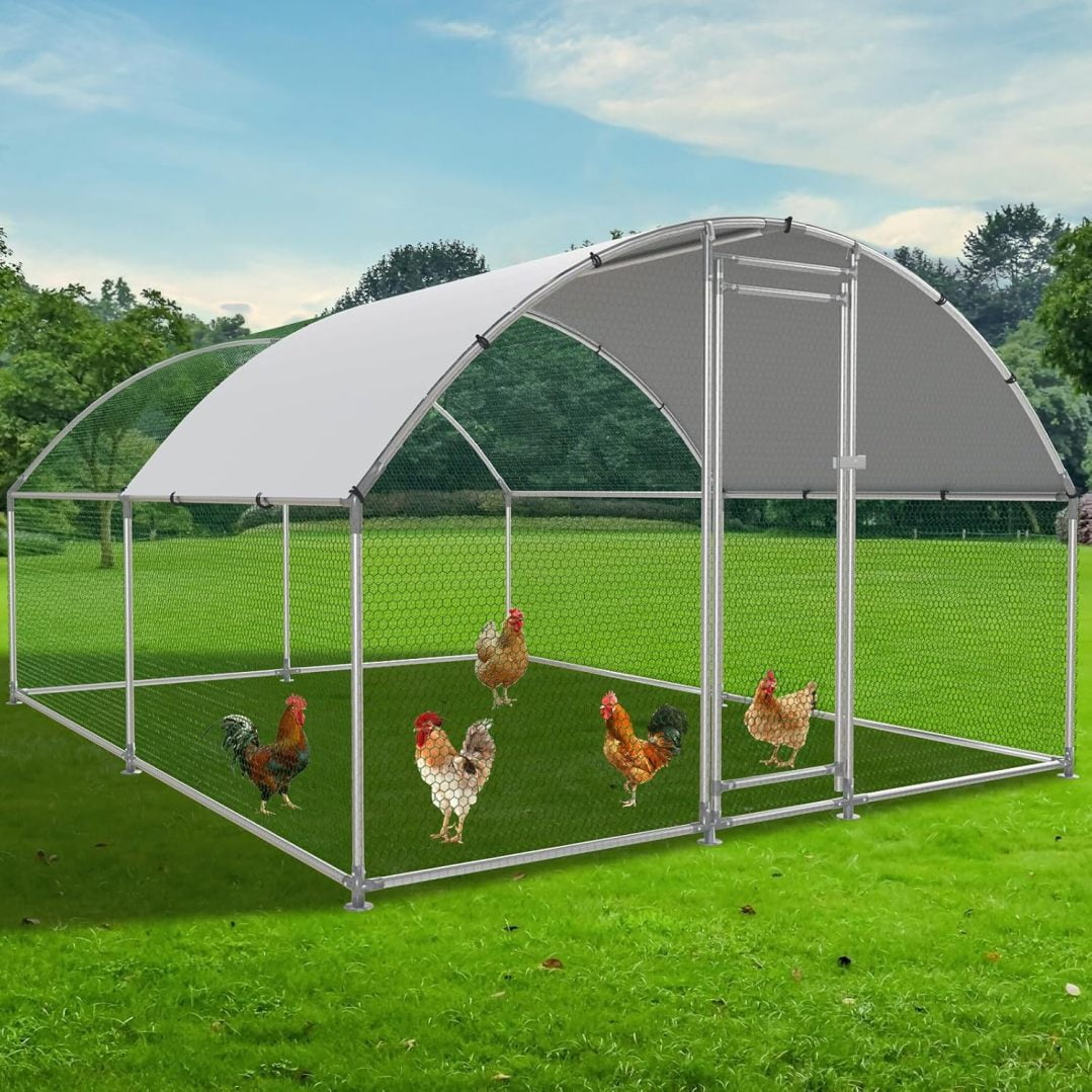 Large Metal Chicken Coop, Outdoor cage Run with Waterproof and Anti-UV ...
