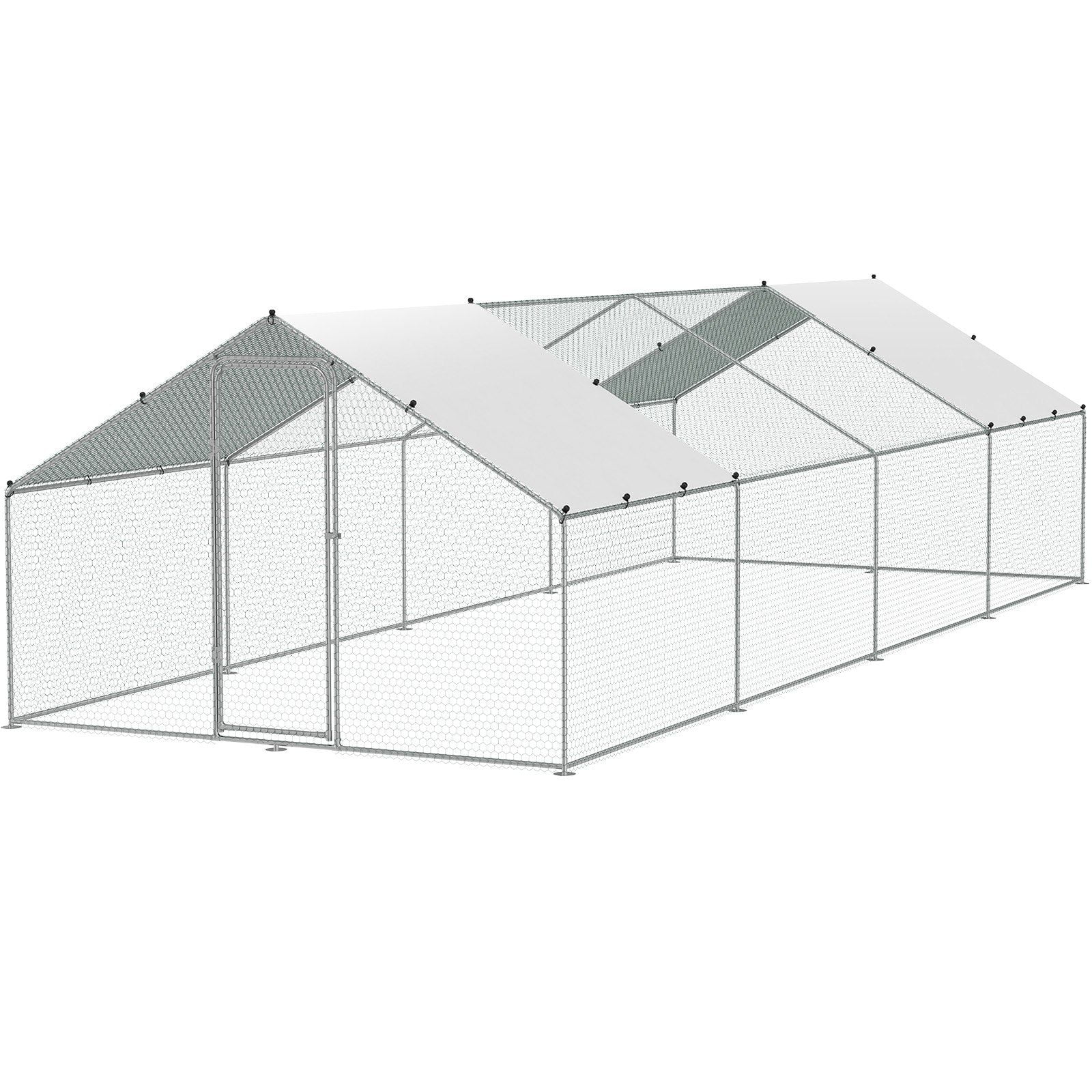 Large Metal Chicken Coop with Run, 9.8x25.6x6.5 ft Walk-in Chicken Runs ...