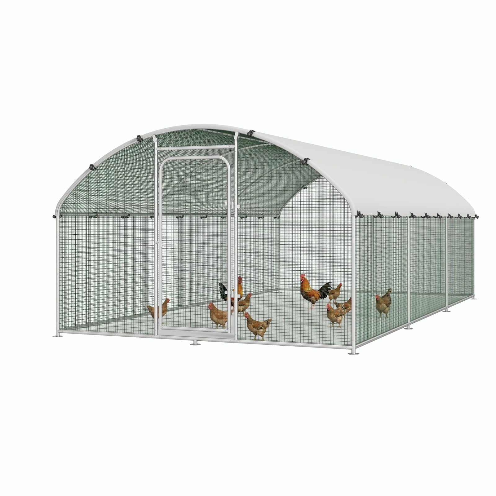TIME RAY Large Metal Chicken Coop Run with Dome Roof – Outdoor Poultry ...