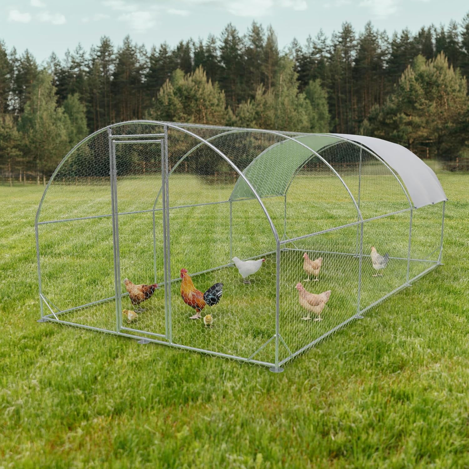 Large Metal Chicken Coop Run, Outdoor Chicken Coop,Walk-in Poultry Cage ...