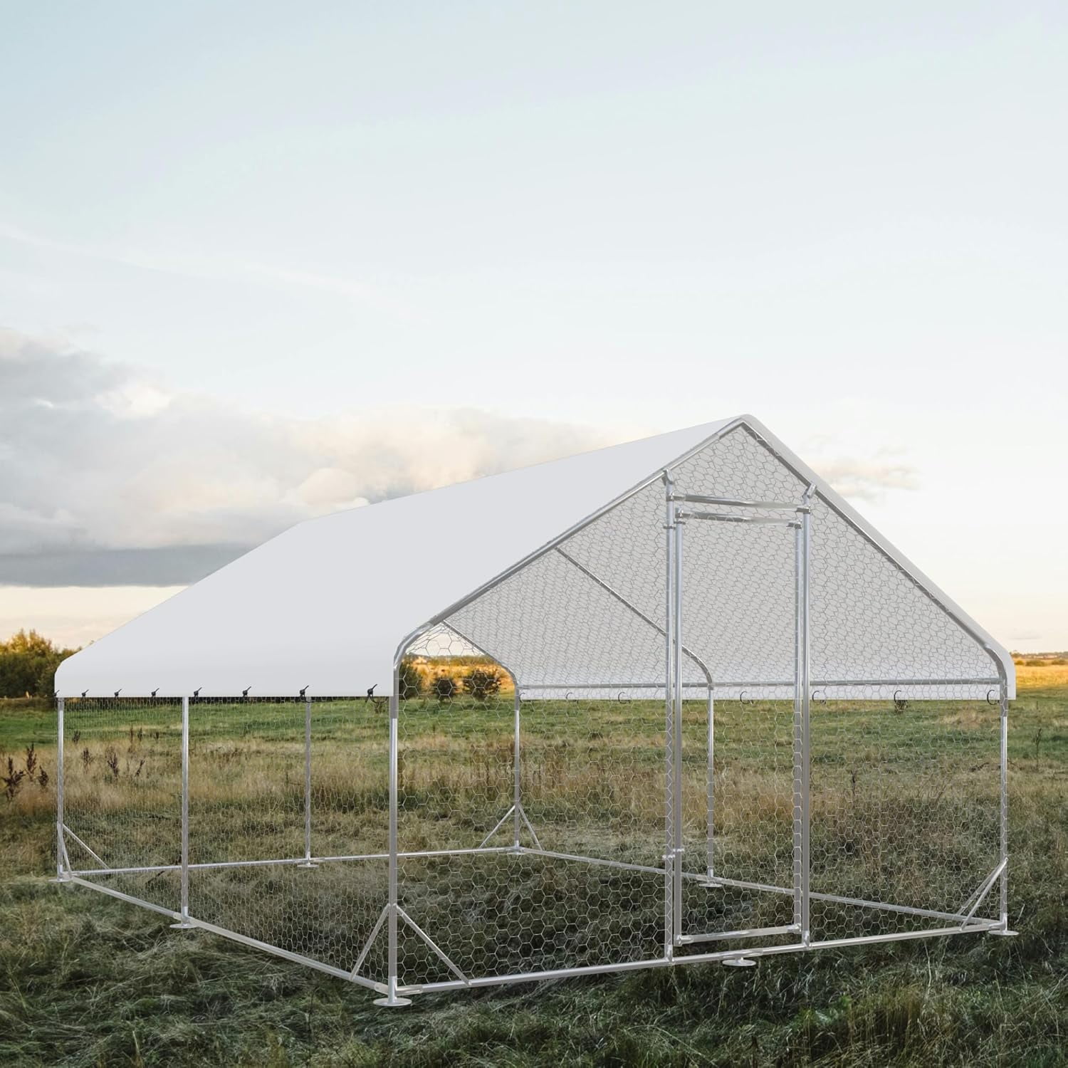 Large Metal Chicken Coop,Upgraded Outdoor Chicken Coop Run Chicken ...