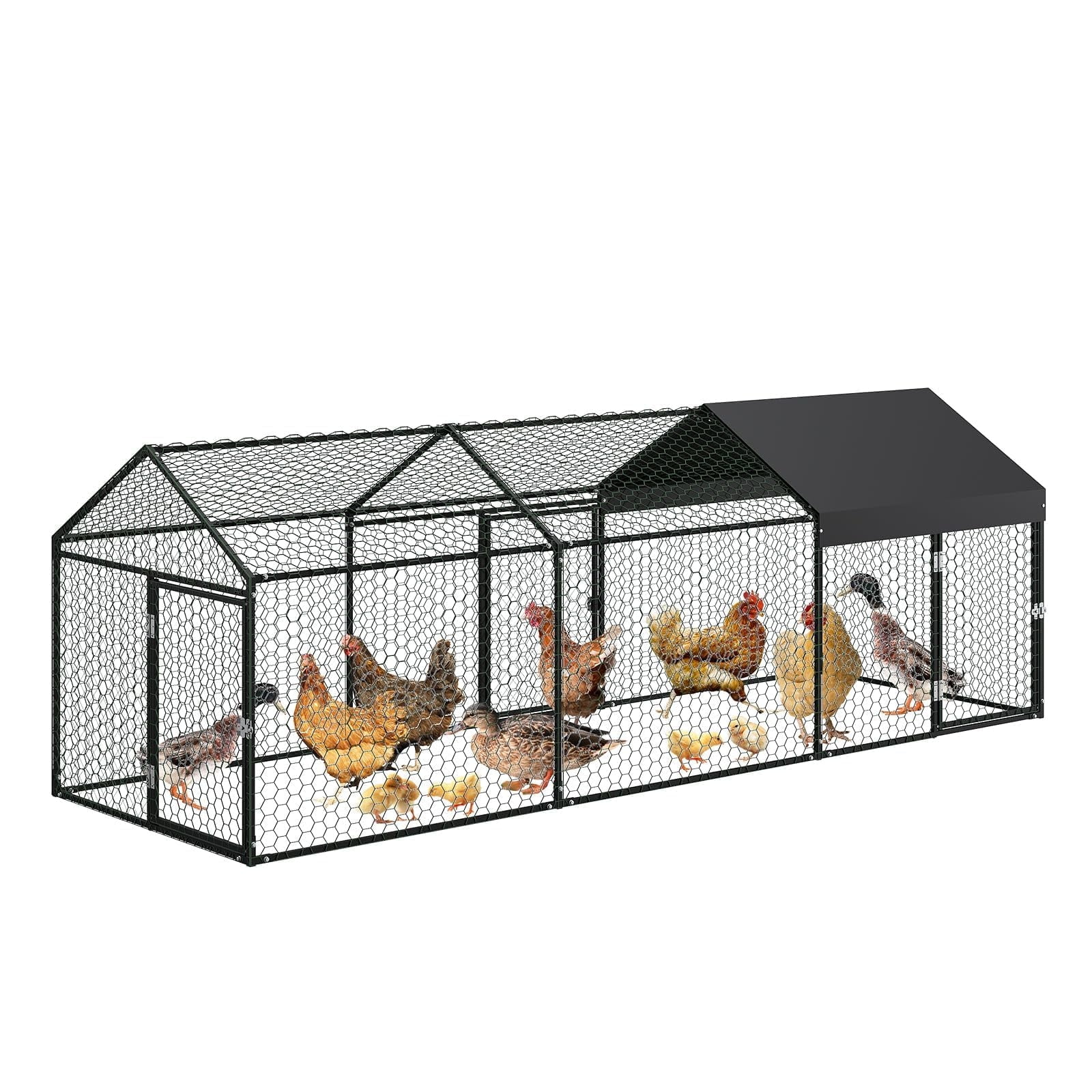 Large Metal Chicken Coop, Walk-in Chicken Run with Waterproof and Anti ...