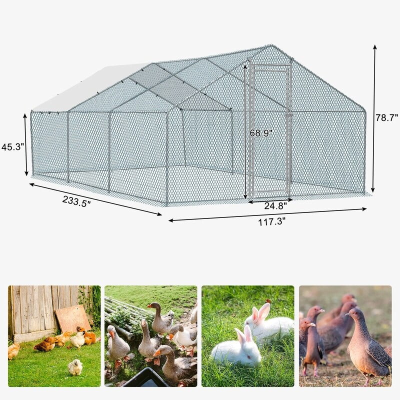 Large Metal Chicken Coop Walk-in Poultry Cage 20 x 10 ft. - Walmart.com