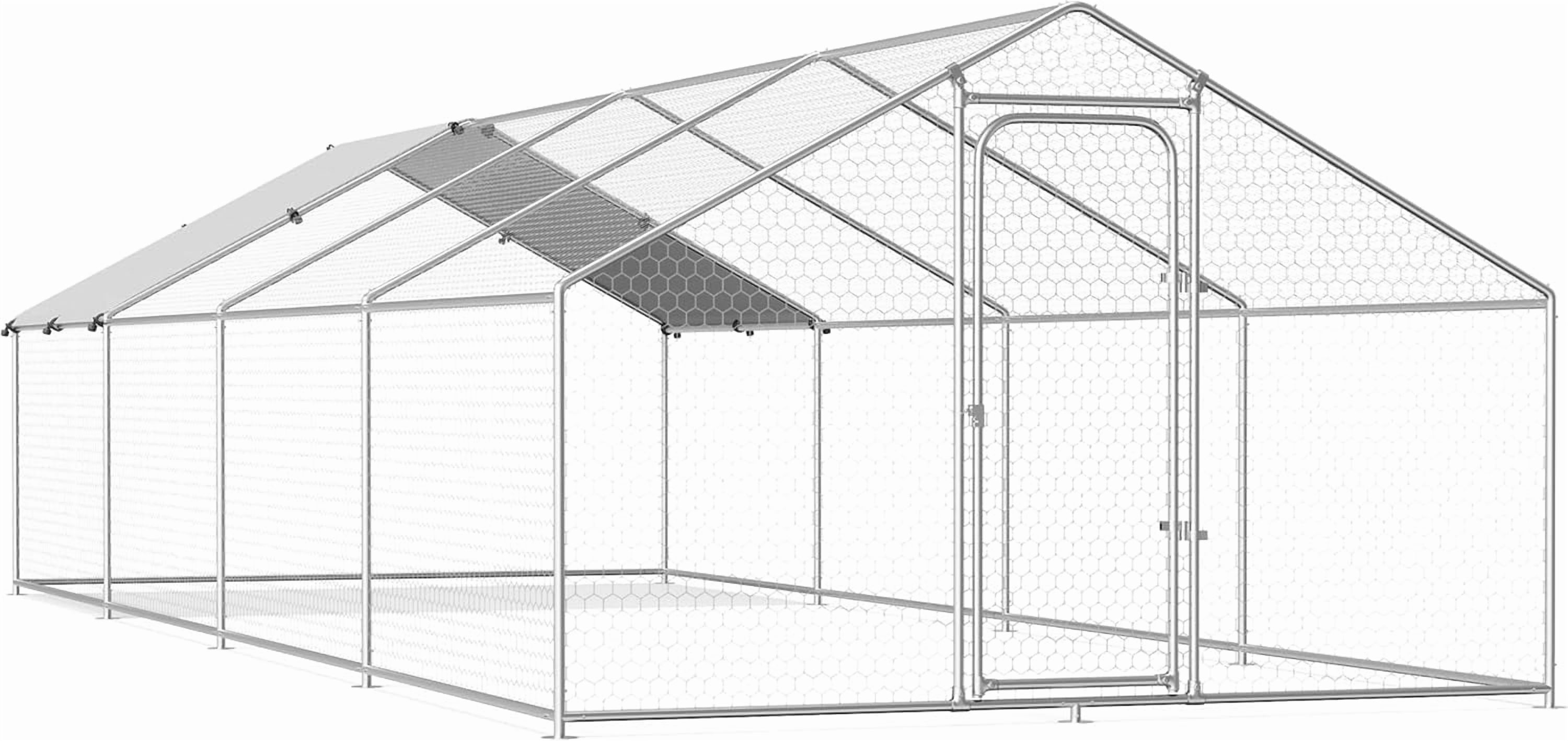 Large Metal Chicken Coop Walk-in Poultry Cage Chicken Run Duck House ...