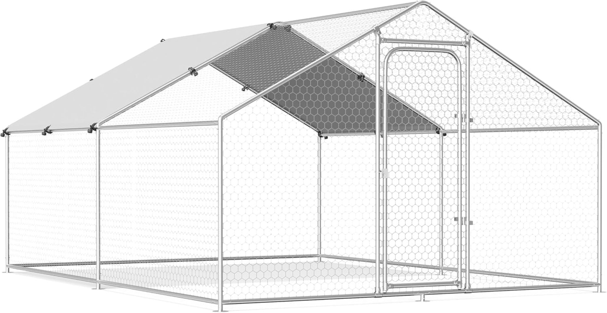Large Metal Chicken Coop Walk-in Poultry Cage Chicken Run Pen Duck ...