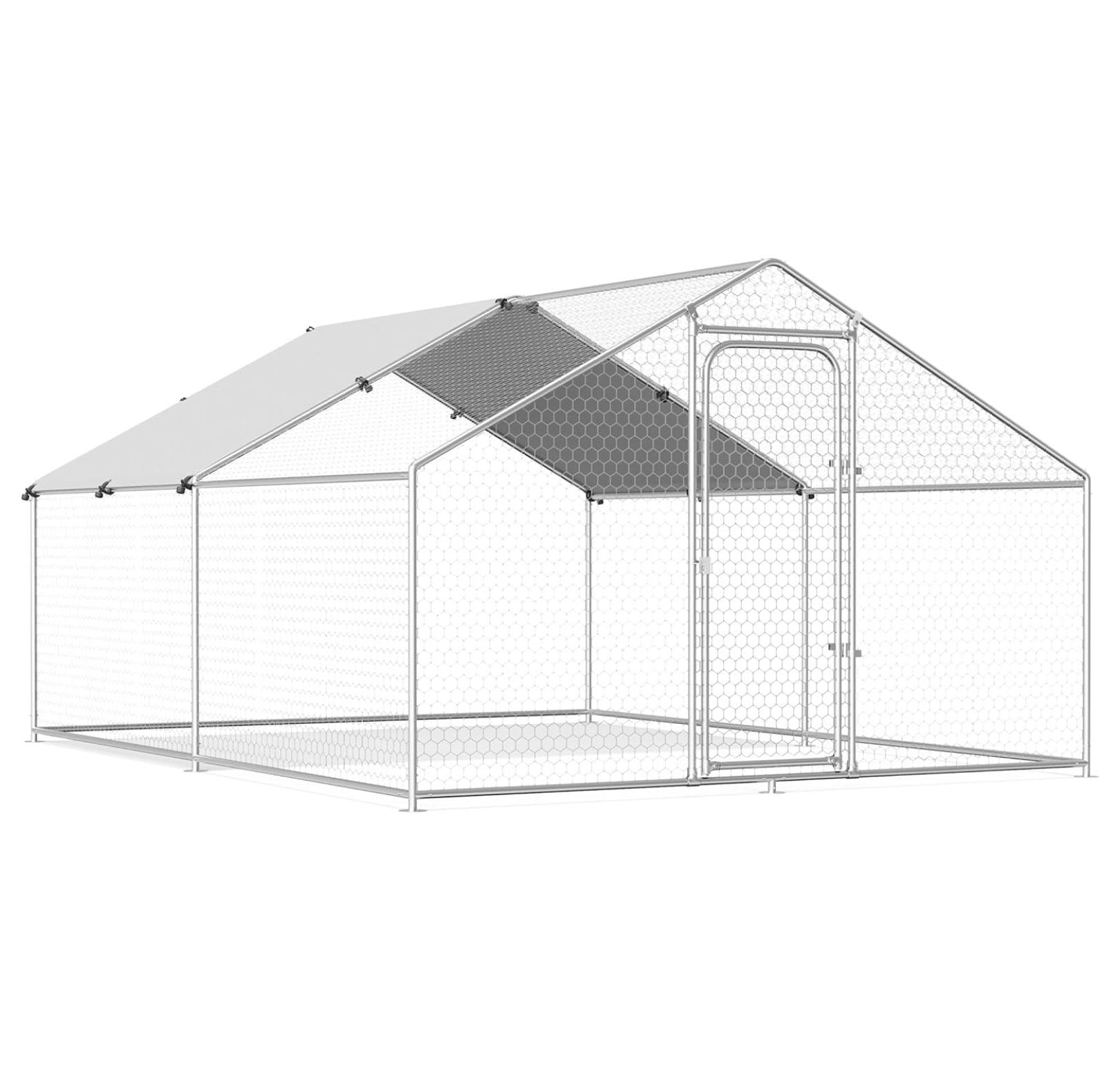 Large Metal Chicken Coop Walk-in Poultry Cage Chicken Run Pen with ...