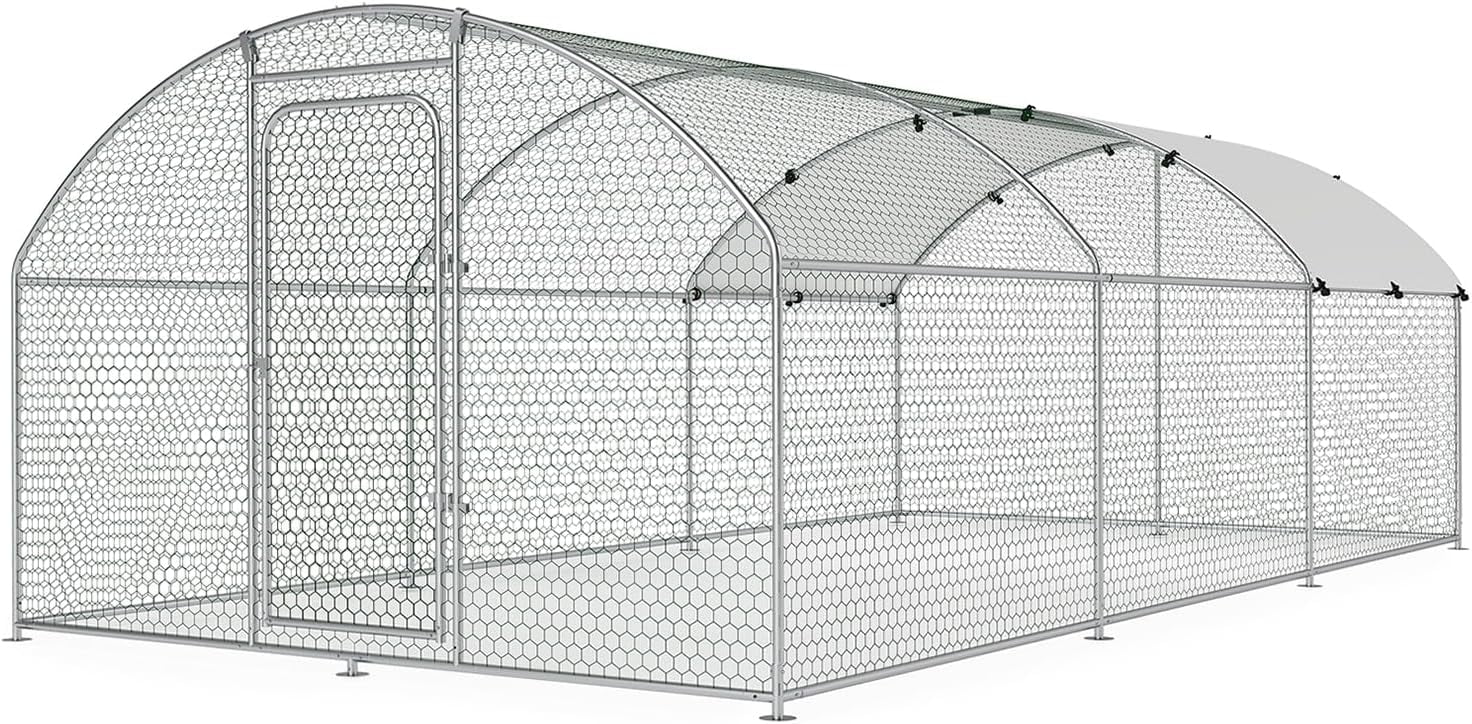 Large Metal Chicken Coop Walk-in Poultry Cage with Waterproof and UV ...