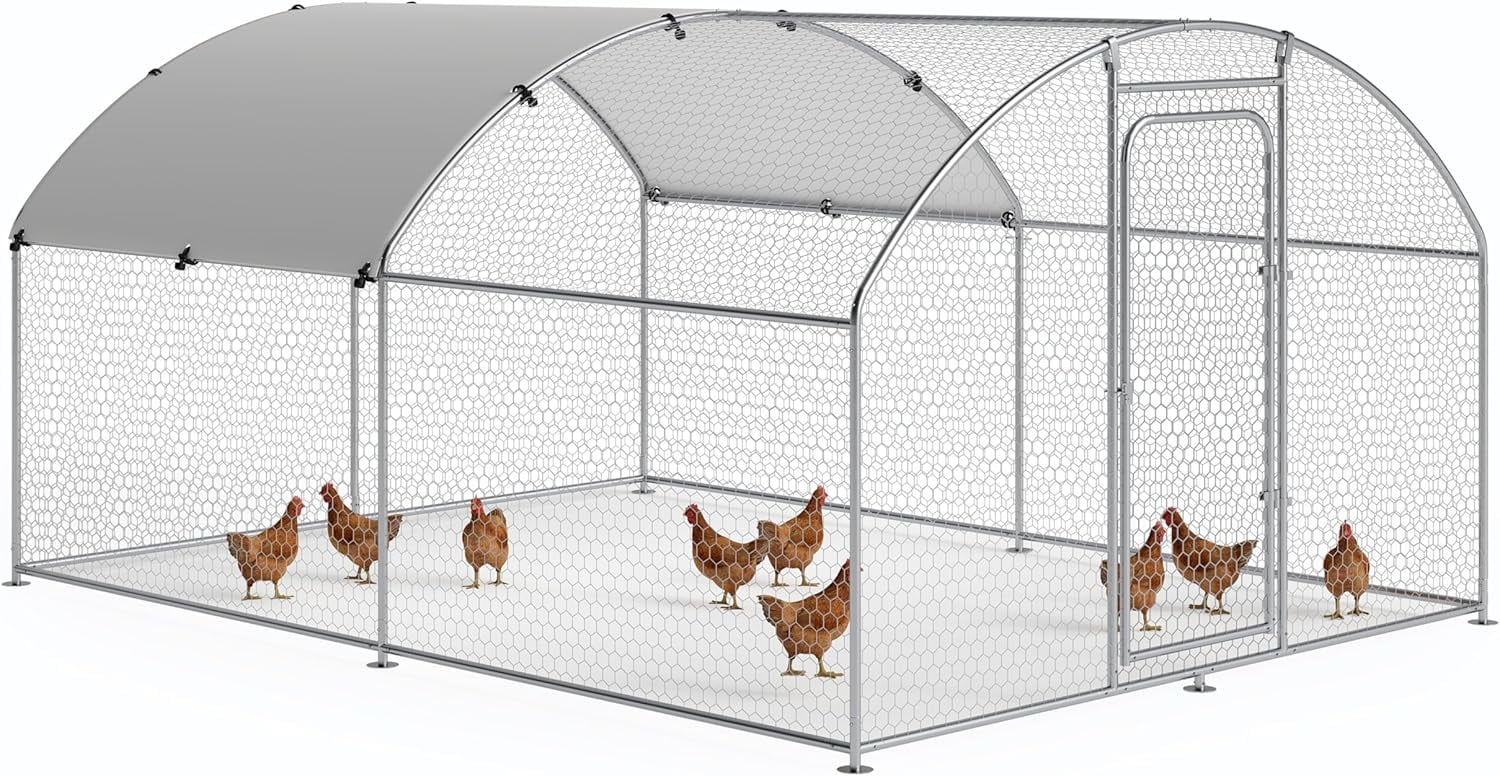 Large Metal Chicken Coop Walk-in Poultry Cage with Waterproof and UV ...