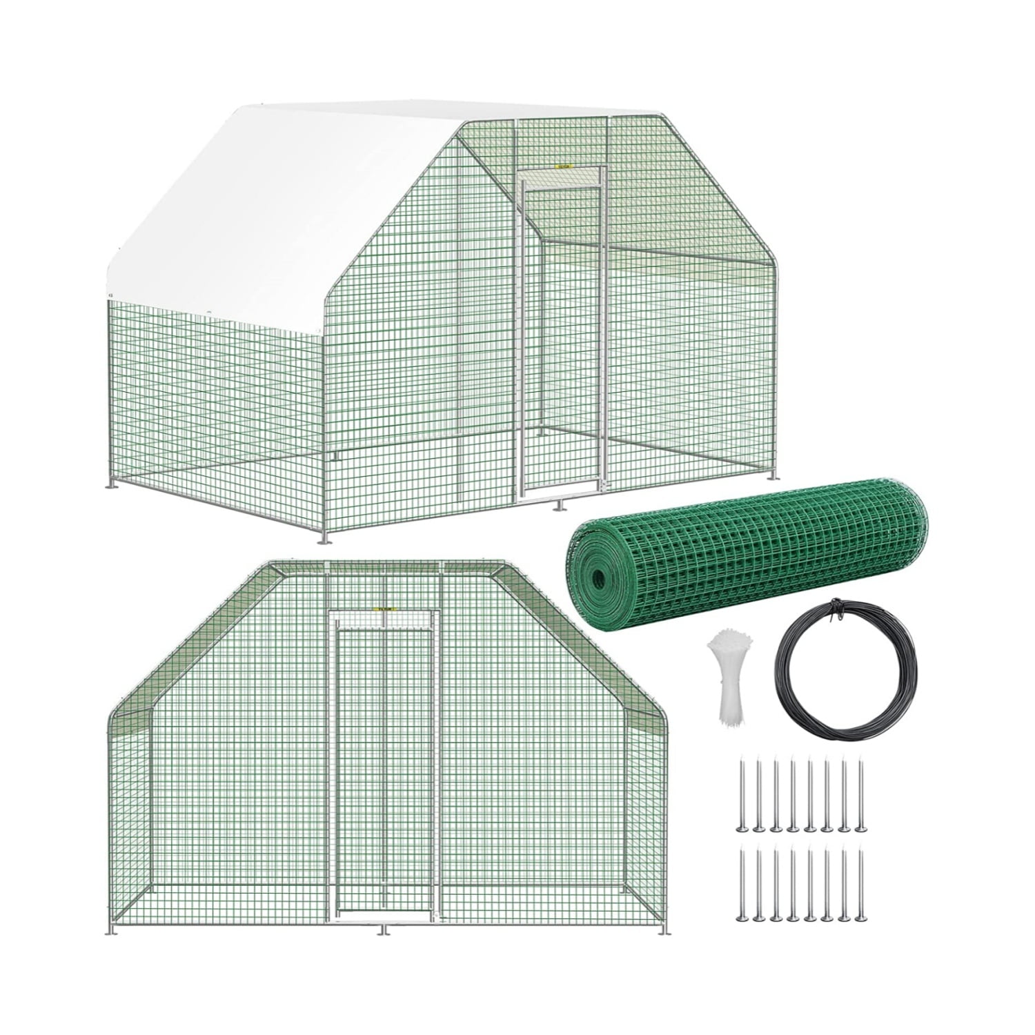 Large Metal Chicken Coop, Walk-in Chicken Run, Poultry Cage with ...