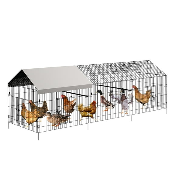 VEVOR Large Metal Chicken Coop,6.6 x 3.3 x 6.6 ft, Walk-in Chicken Run ...