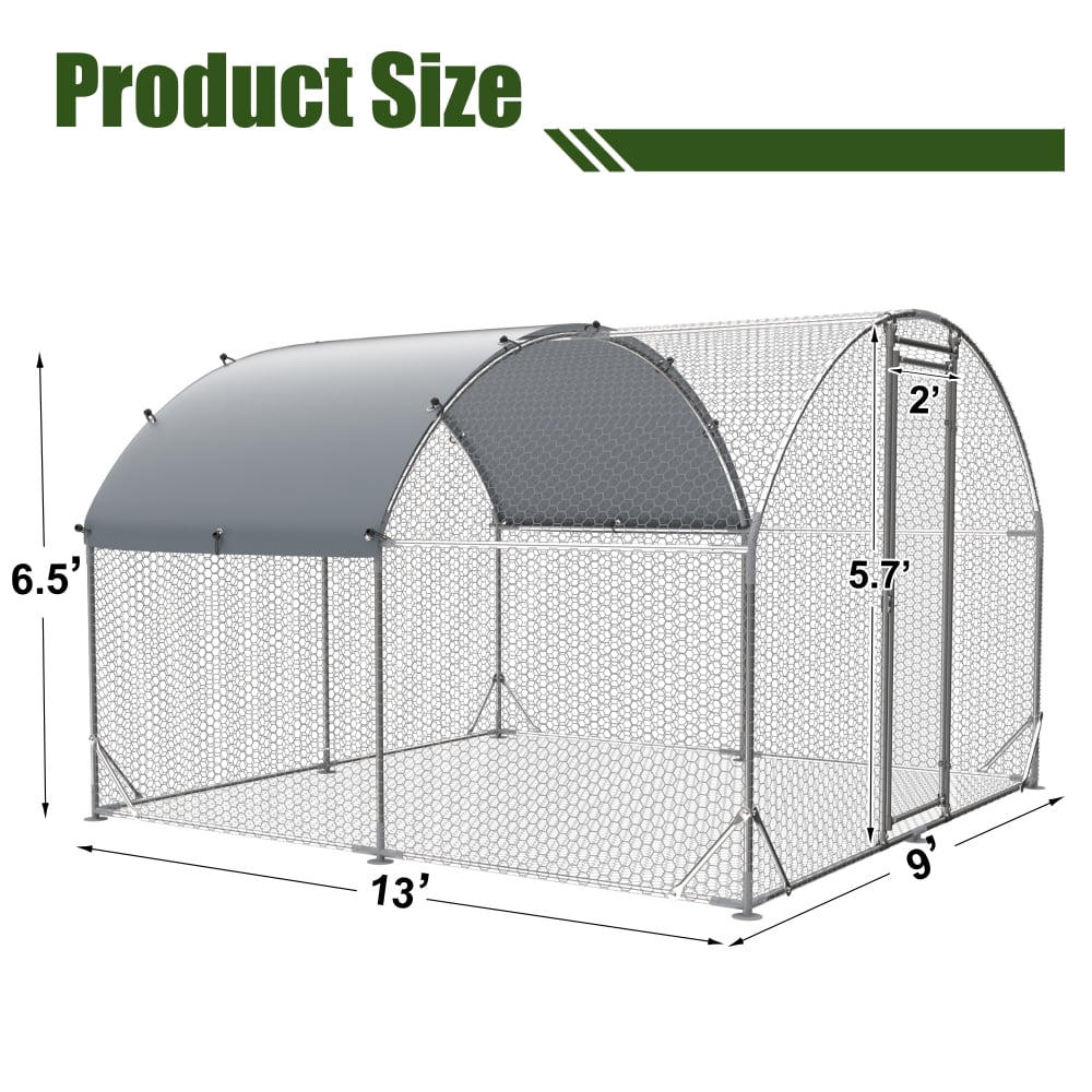 Large Metal Chicken Coop with Waterproof Cover, Steel Frame, for Ducks ...