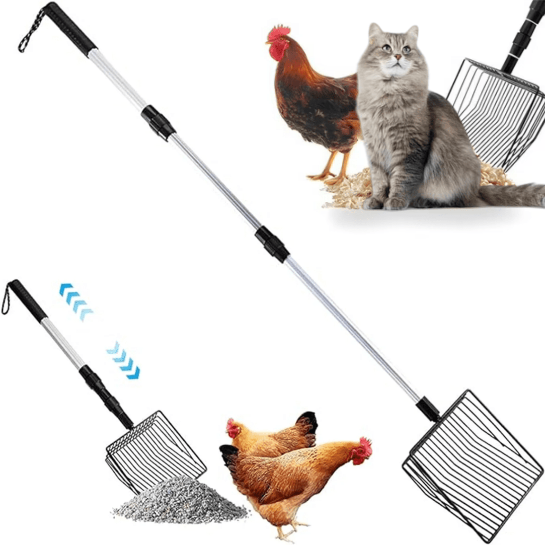 Large Metal Chicken Poop Scooper, 22.4 to 41.9 Inch Cat Litter Scoop ...