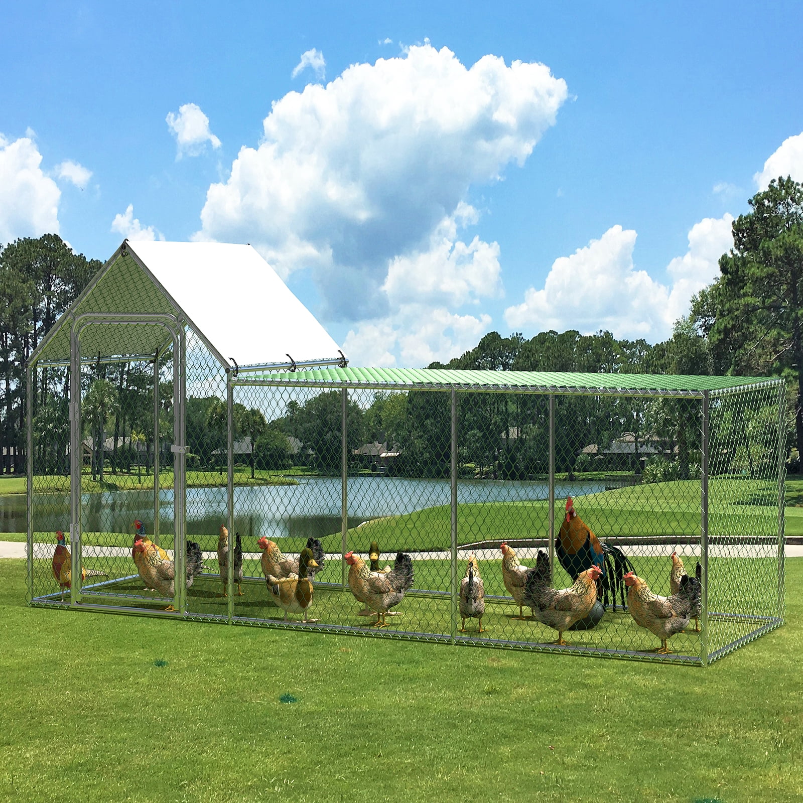 Large Metal Chicken Run, Outdoor Chicken Pen with Waterproof and Anti ...
