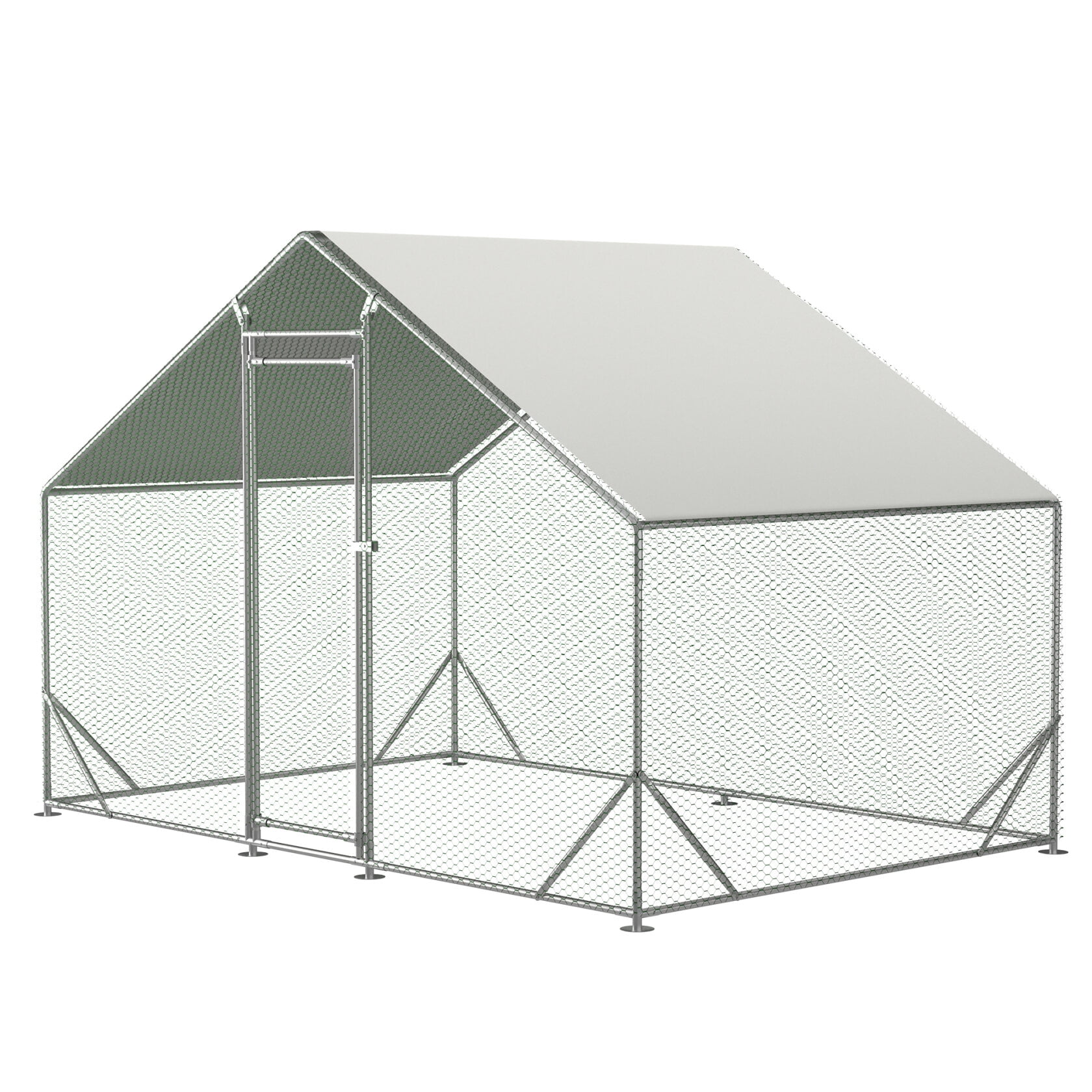 Large Metal Chicken Run Walk-in Poultry Cage Spire-Shaped Chicken Coop ...
