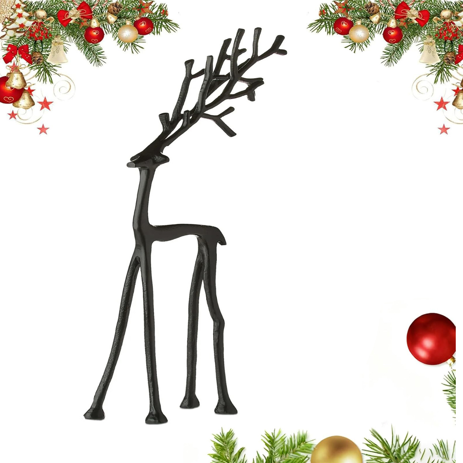 Large Metal Deer Tabletop Decoration, Reindeer Statues Imitation Metal ...