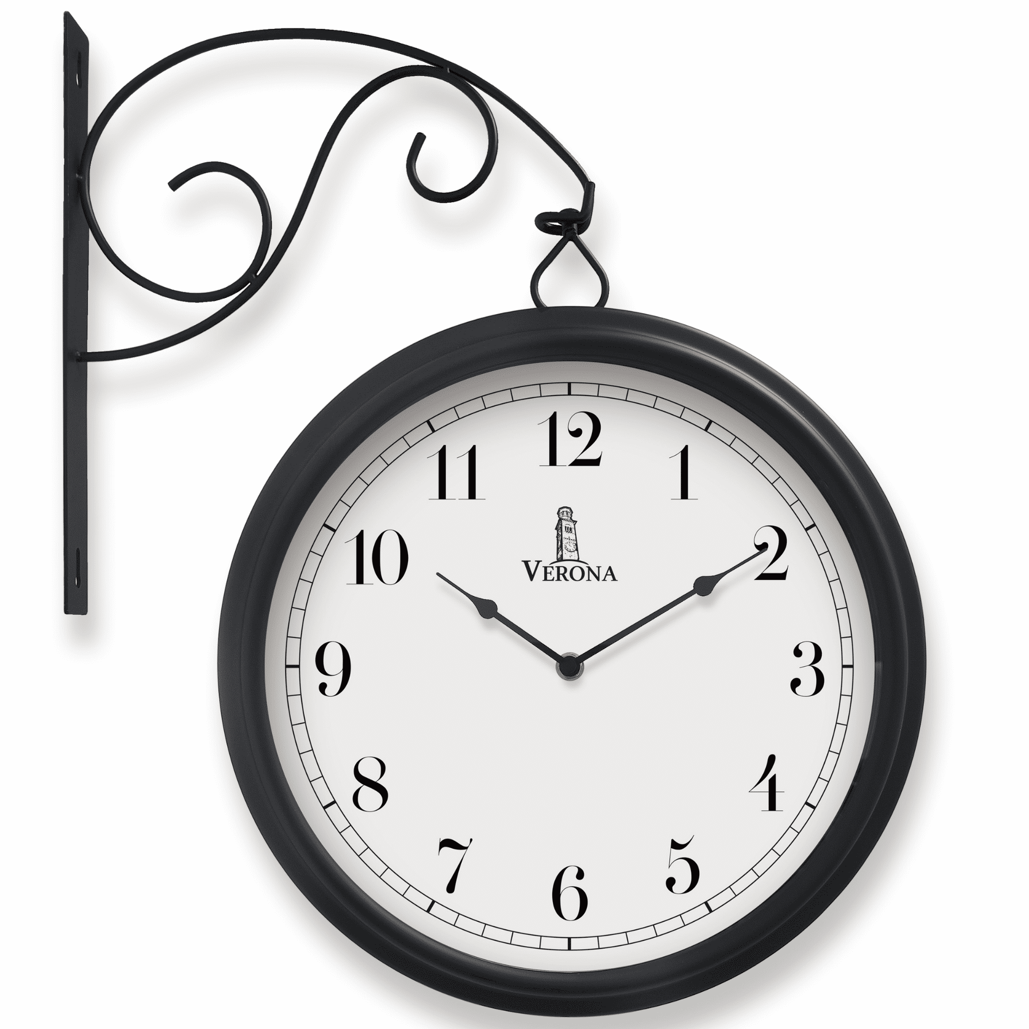 Large Metal Double Sided Wall Clock 13.4" - Decorative Indoor Outdoor ...