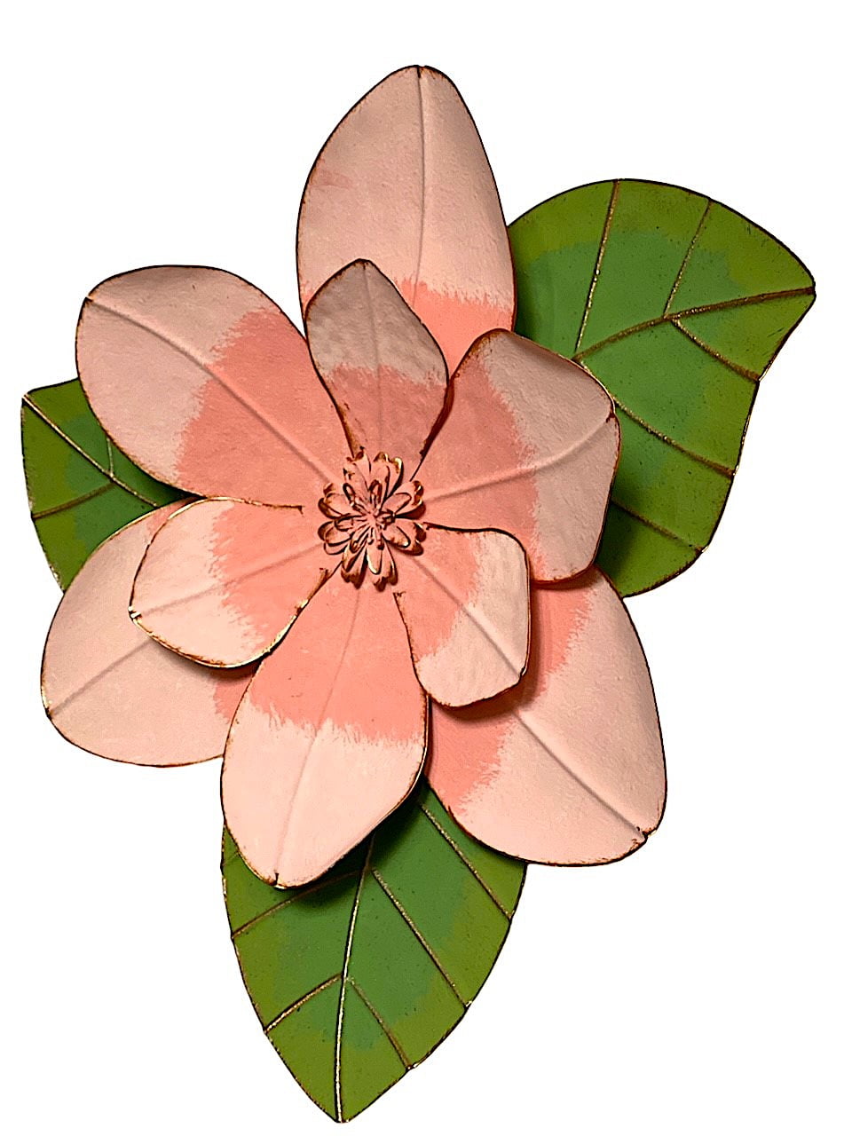 Large Metal Flower 3D Wall Sculpture Pink & Green Room Home Hanging Art ...