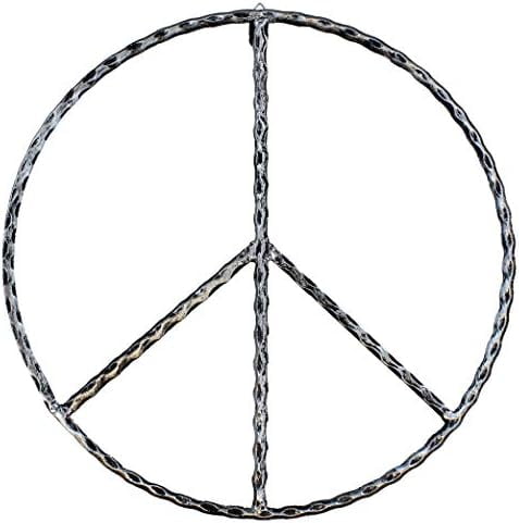 Large Metal Peace Sign Wall Decor Art - 16" Rustic Hippie Plaque ...