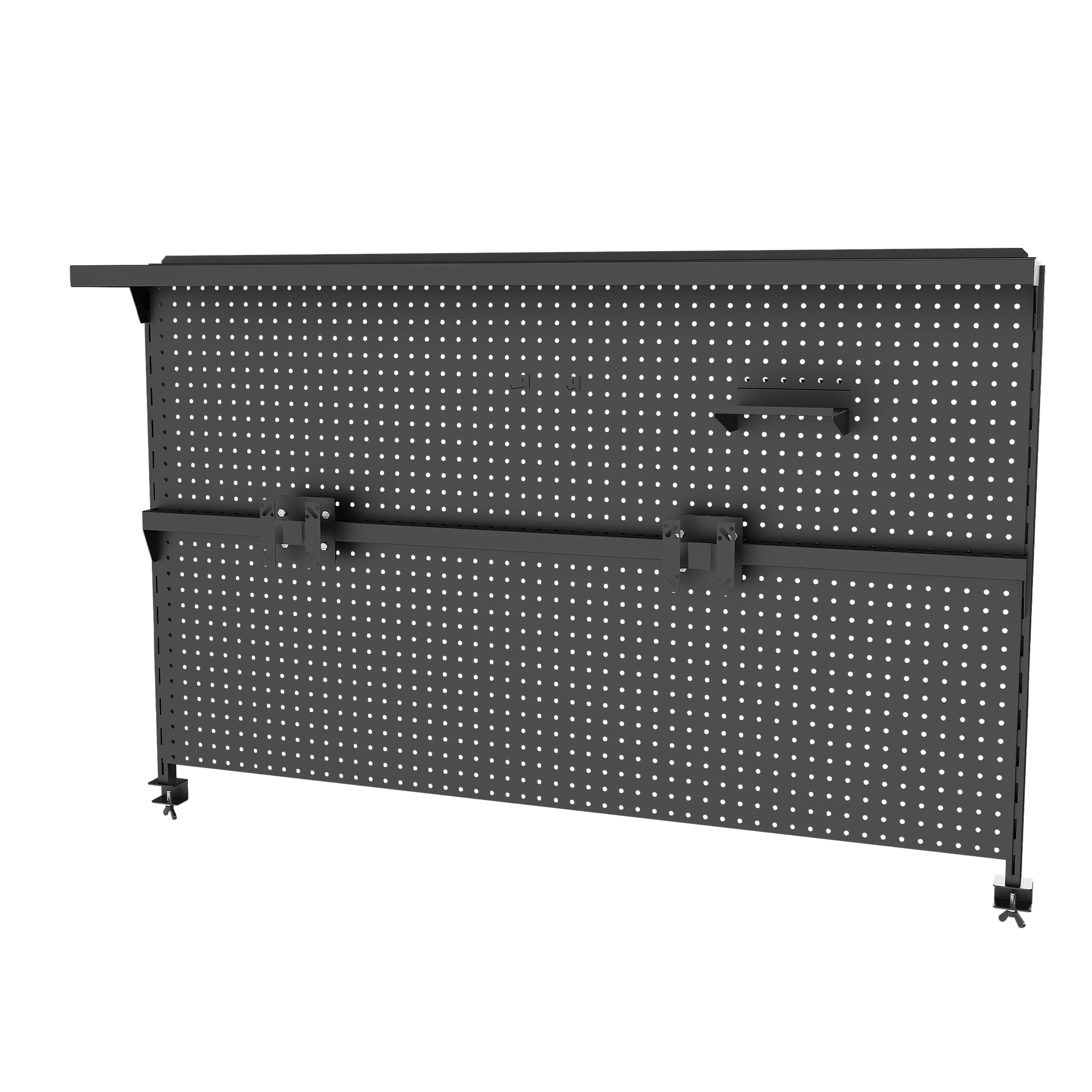 Large Metal Pegboard Desk Organizer & Dual Monitor Stand, Privacy Panel ...