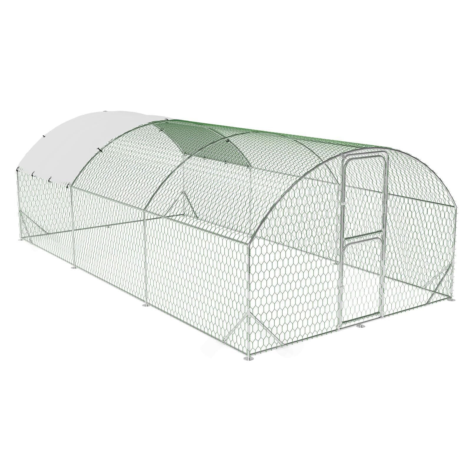 Large Metal Walk-in Chicken Coop, Run with Double-Door Design ...