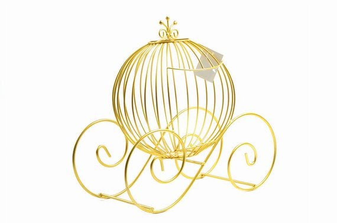 Large Metal Wire Pumpkin Coach Carriage, Gold, 16 x 9 x 14 Inch ...