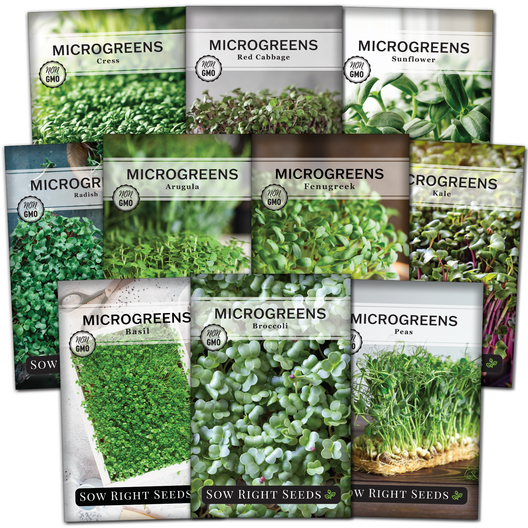 Sow Right Seeds Non GMO Microgreens Collection (10 Pack) - Walmart ...
