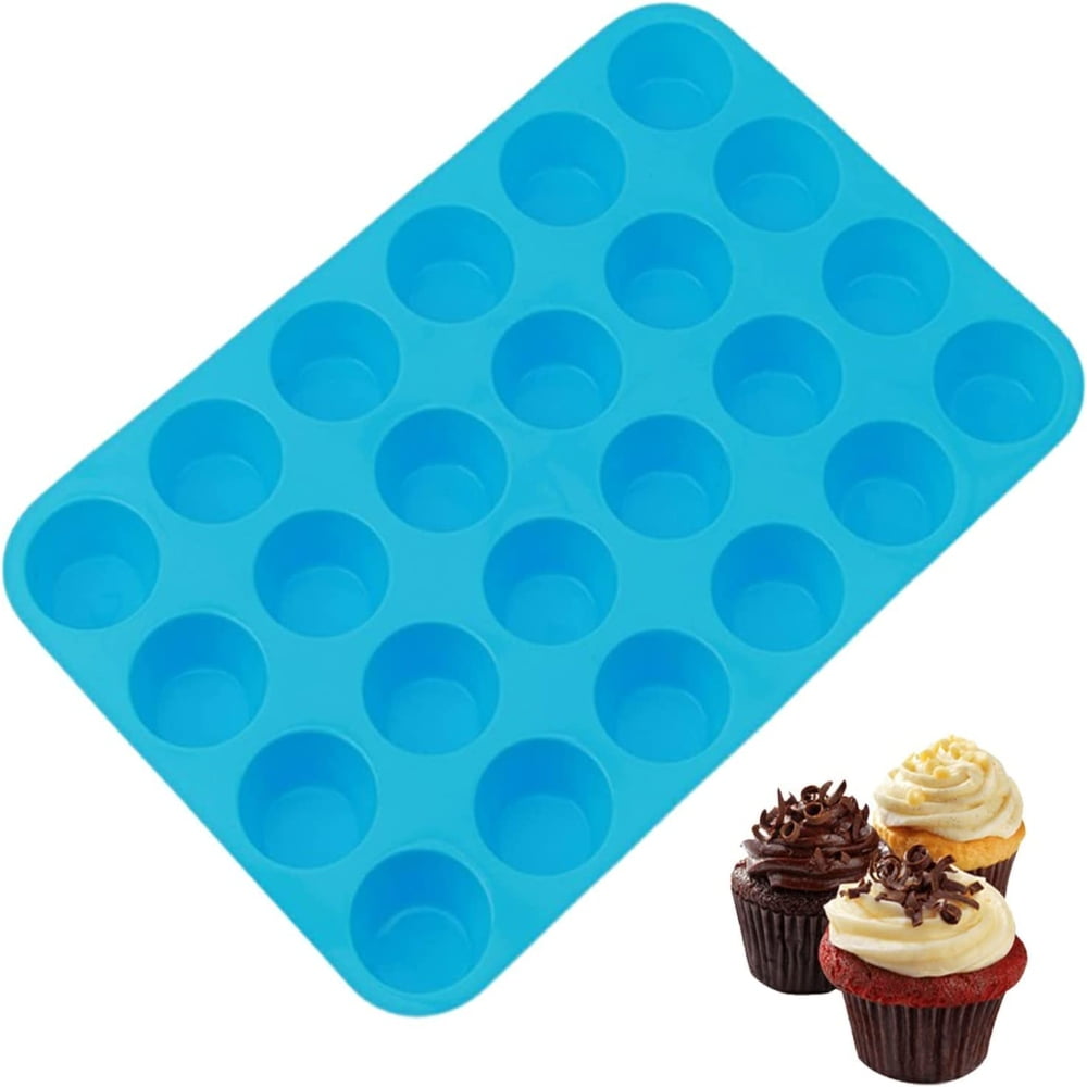 Large Mini Muffin Pans - 24 Cup Jumbo Silicone Pan for Cupcakes and ...
